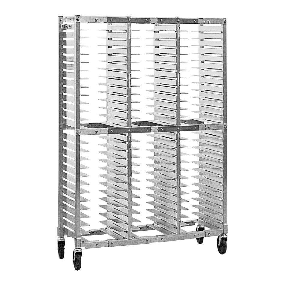 New Age 62 1/8" 78-Slot Aluminum Mobile Pizza Pan Rack NS596A