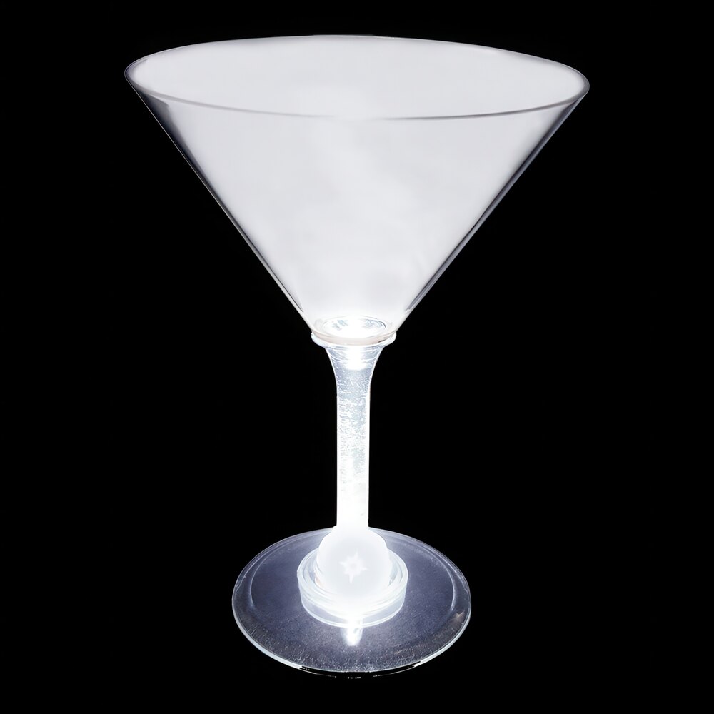 10 oz. Customizable Plastic Martini Cup with White LED Light - 24/Case