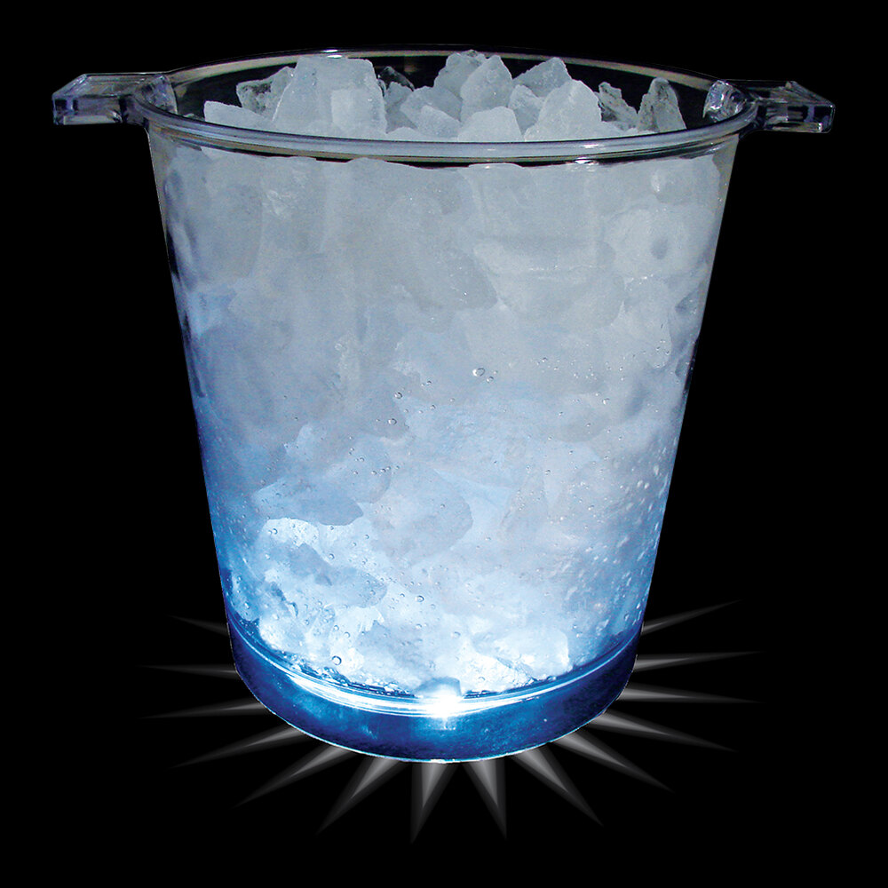 200 oz. Customizable Plastic Ice Bucket with 5 White LED Lights and ...