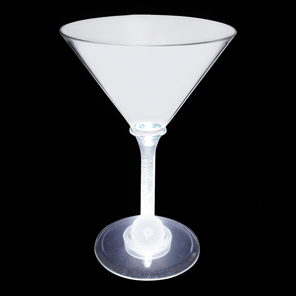 7 oz. Customizable Plastic Martini Cup with White LED Light - 48/Case