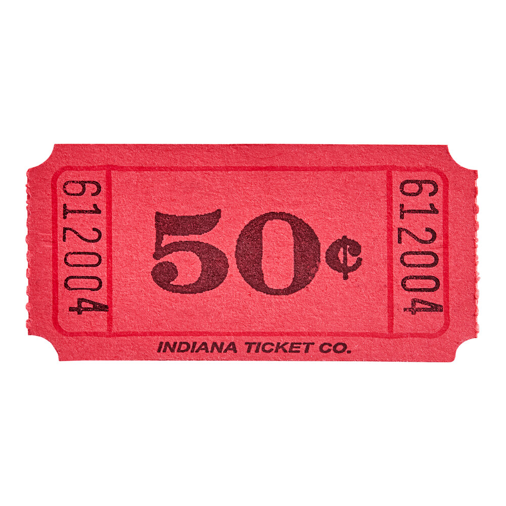 Red 1-Part "50 Cent" Raffle Ticket - 2,000/Roll