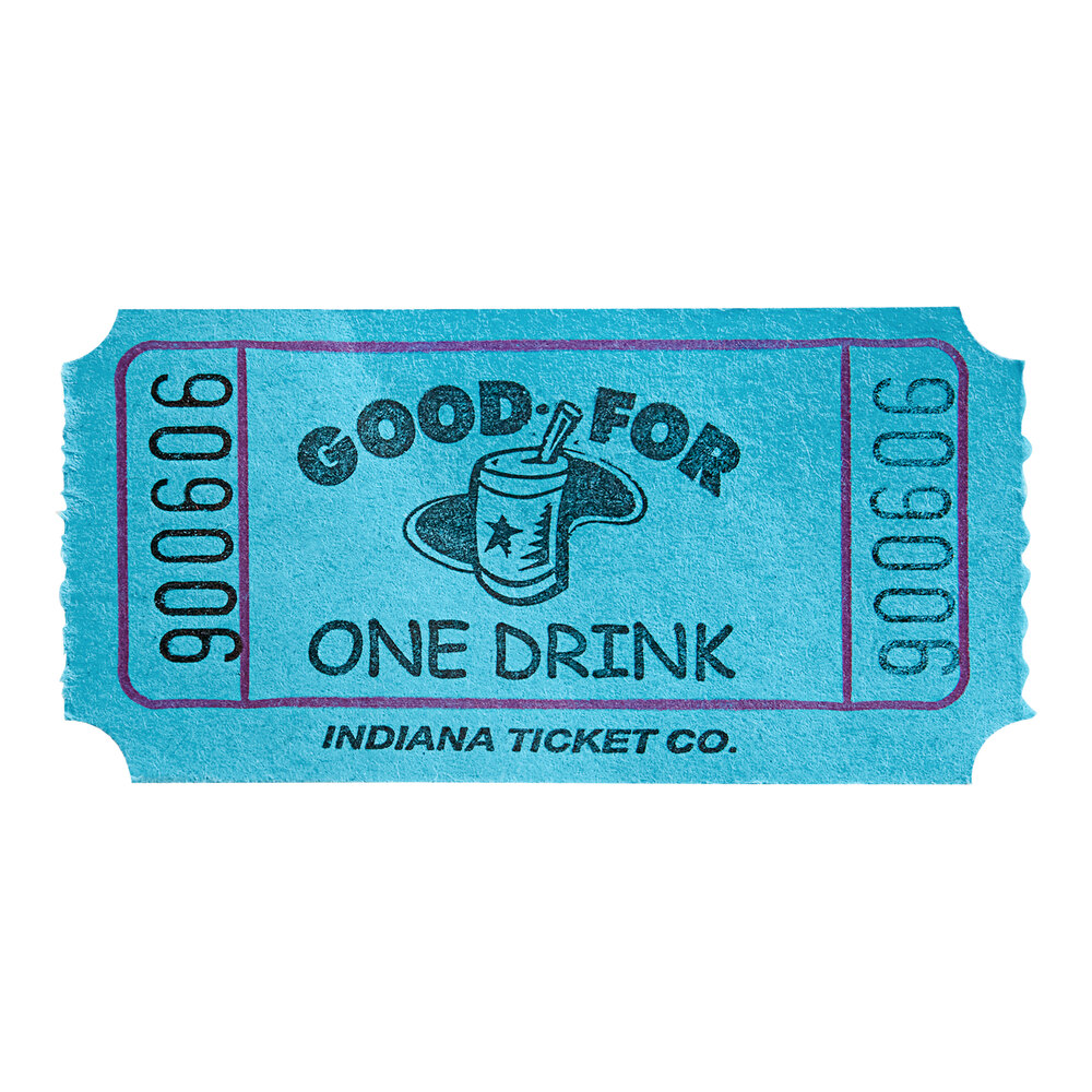 Blue 1-Part "Good for One Drink" Raffle Ticket - 2,000/Roll