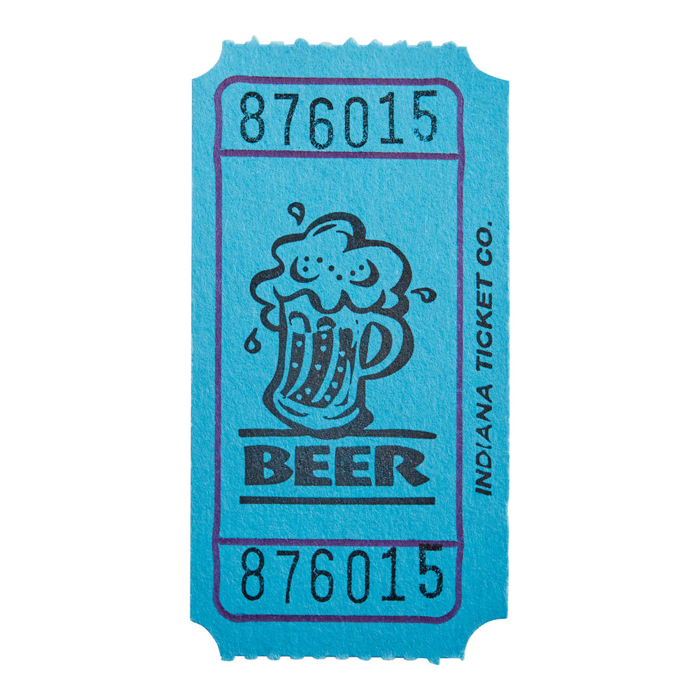 Blue 1-Part "Beer" Raffle Ticket - 2,000/Roll