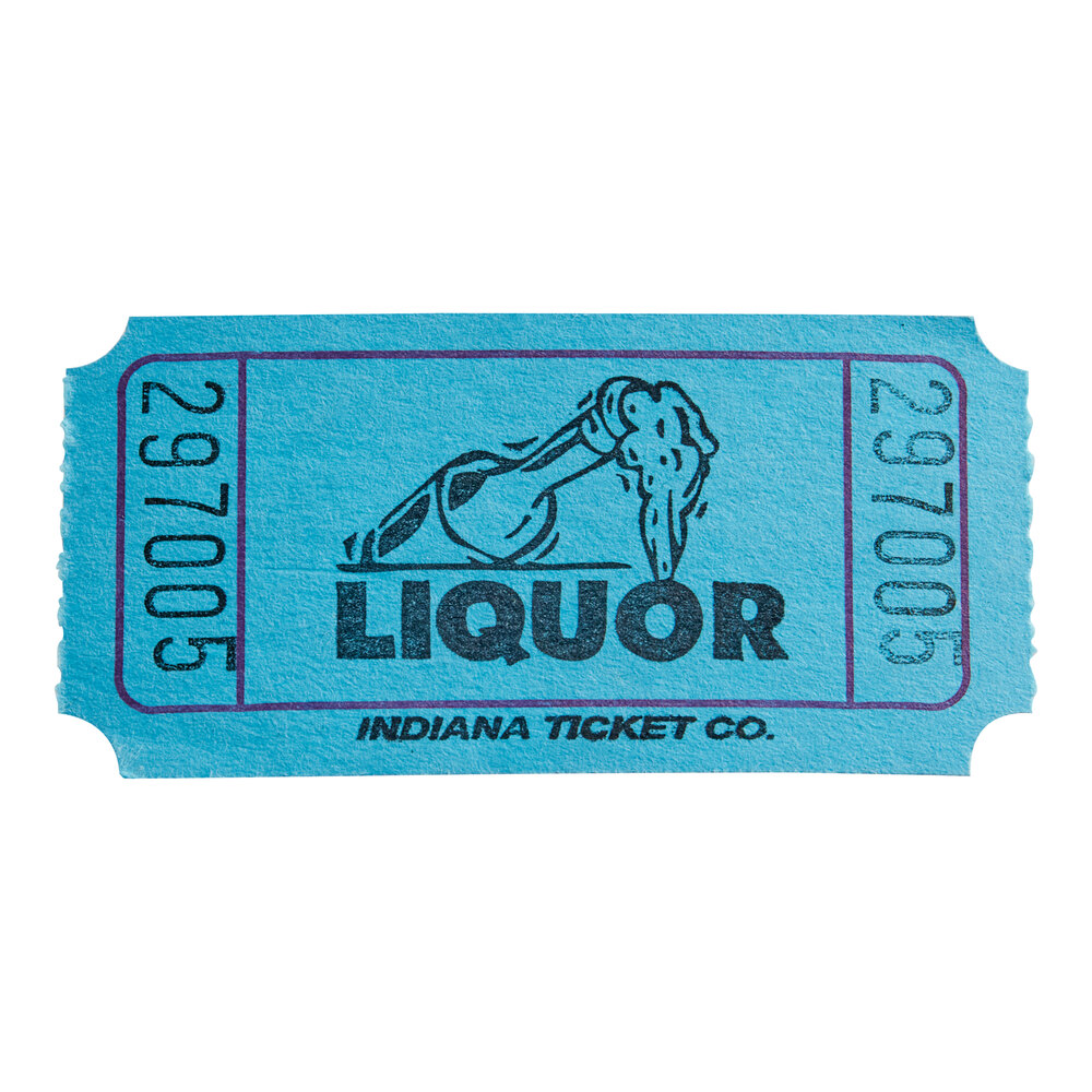 Blue 1-Part "Liquor" Raffle Ticket - 2,000/Roll