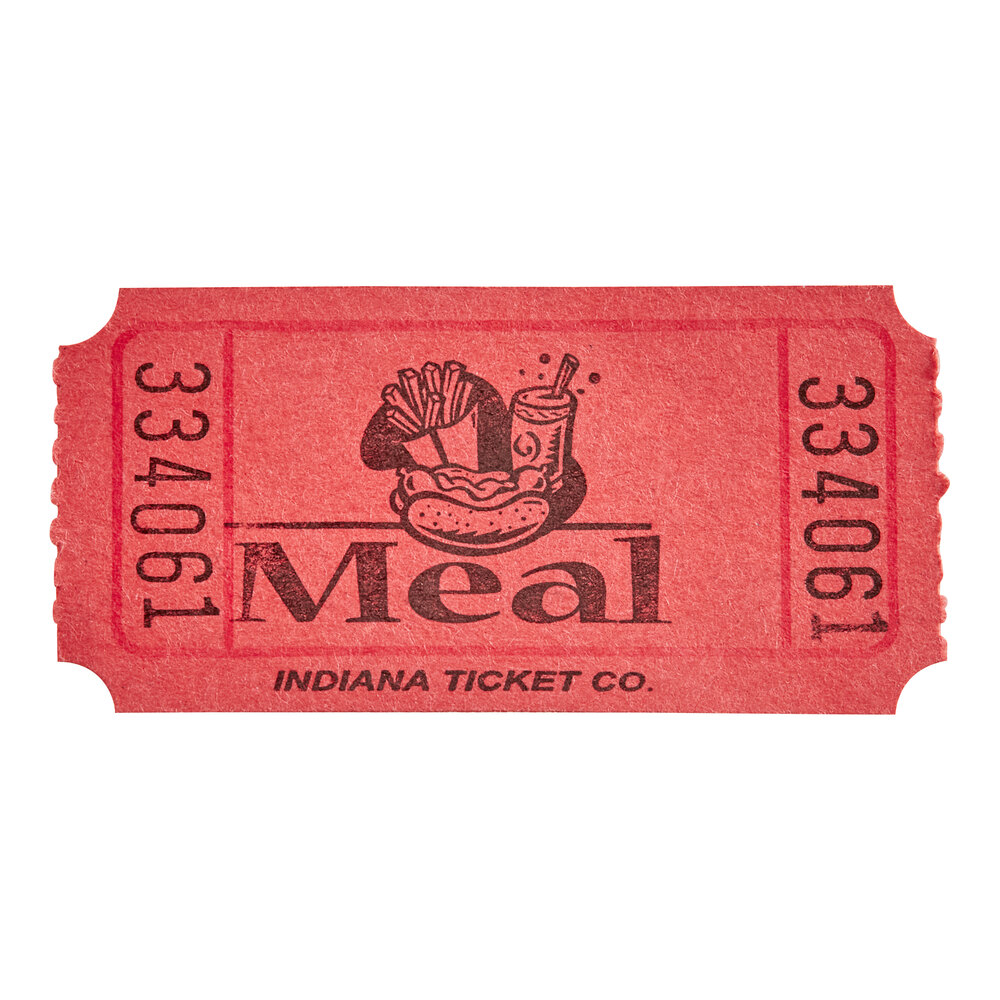 Red 1-Part "Meal" Raffle Ticket - 2,000/Roll