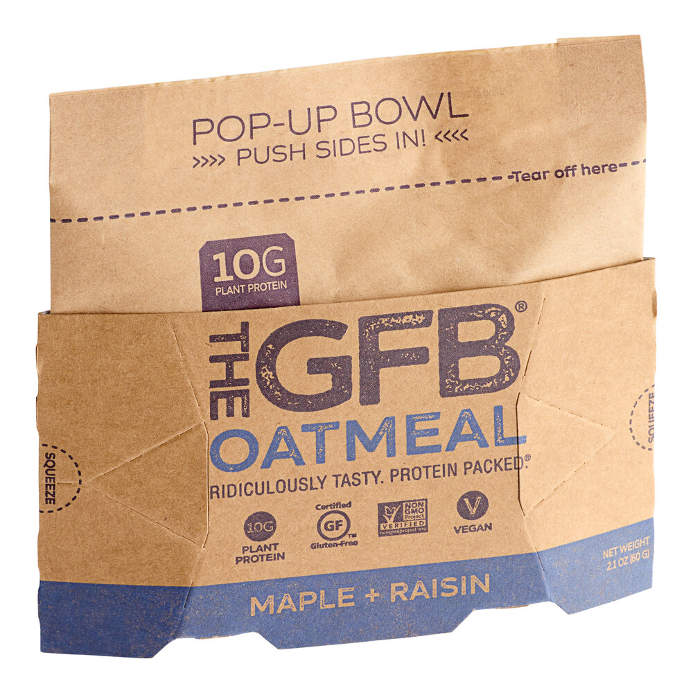 The GFB Maple Raisin Oatmeal Packet 2.1 oz. - 48/Case