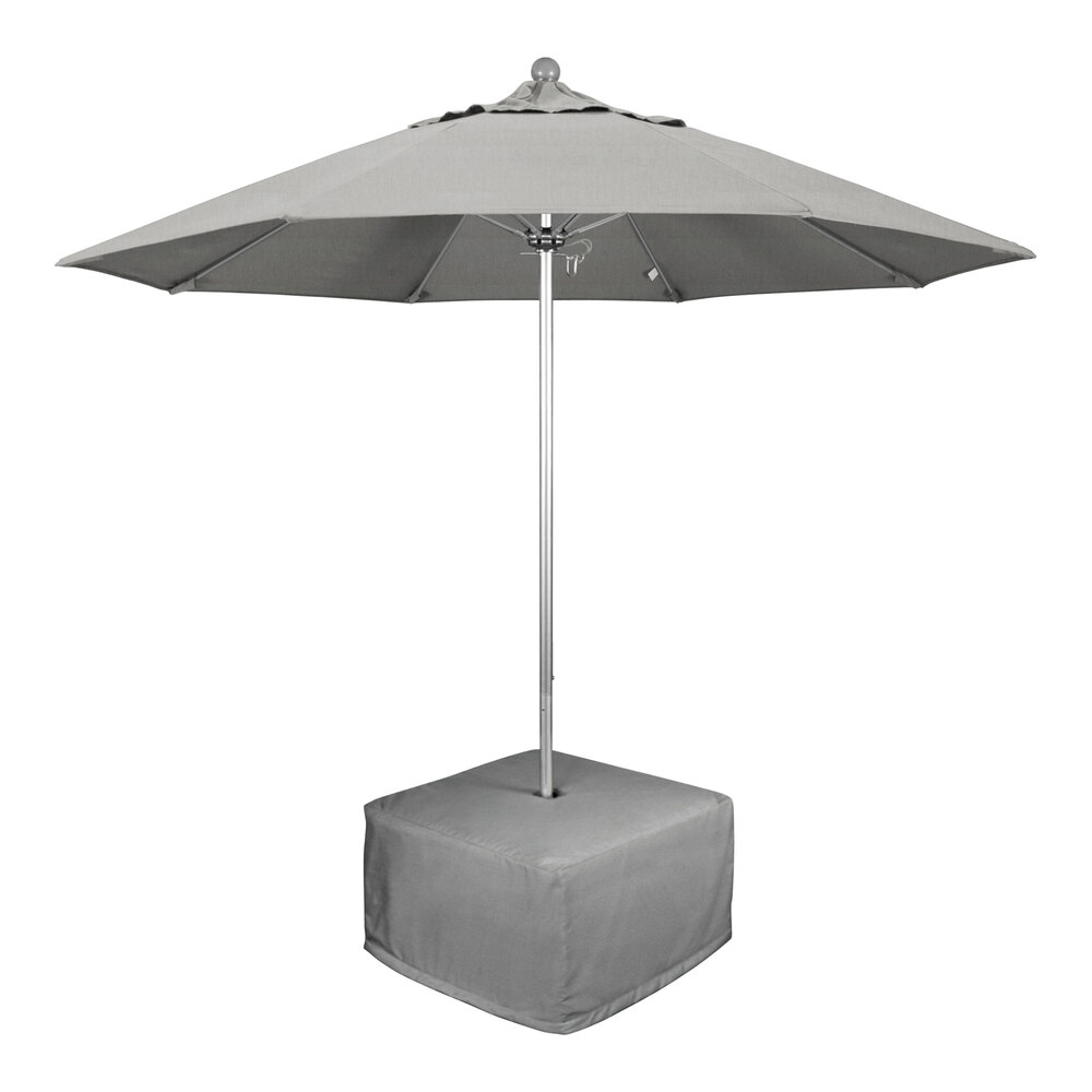 California Umbrella 9' Round Sunbrella Granite Push Lift Umbrella with ...