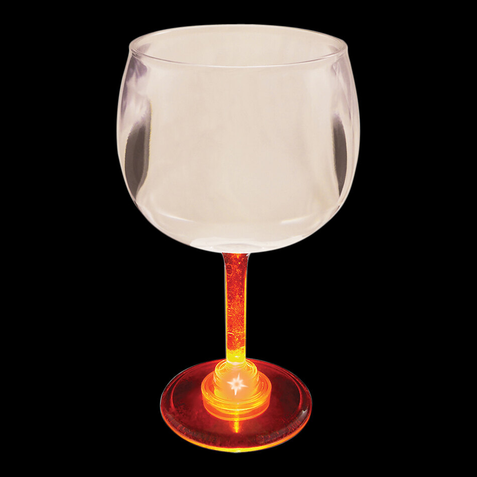 12 oz. Customizable Plastic Goblet with Orange LED Light - 24/Case