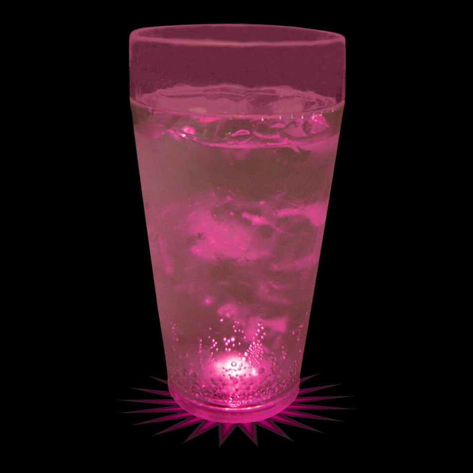 20 oz. Customizable Plastic Cup with Pink LED Light - 100/Case