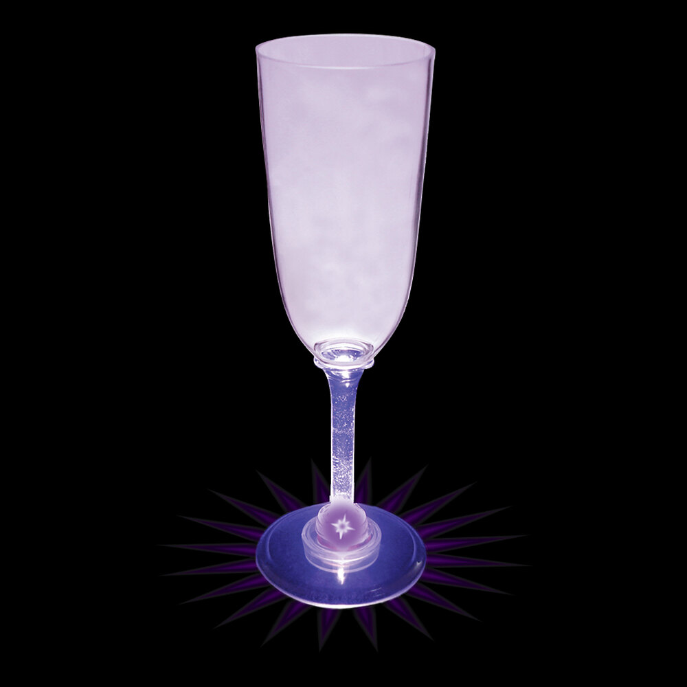 7 oz. Customizable Plastic Champagne Cup with Purple LED Light - 48/Case