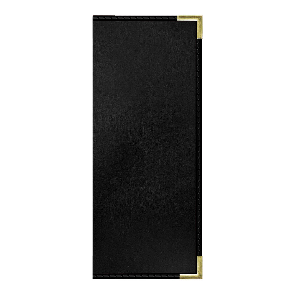 H. Risch, Inc. 4 1/4" x 11" Black Tuxedo Leather Customizable 3 View ...