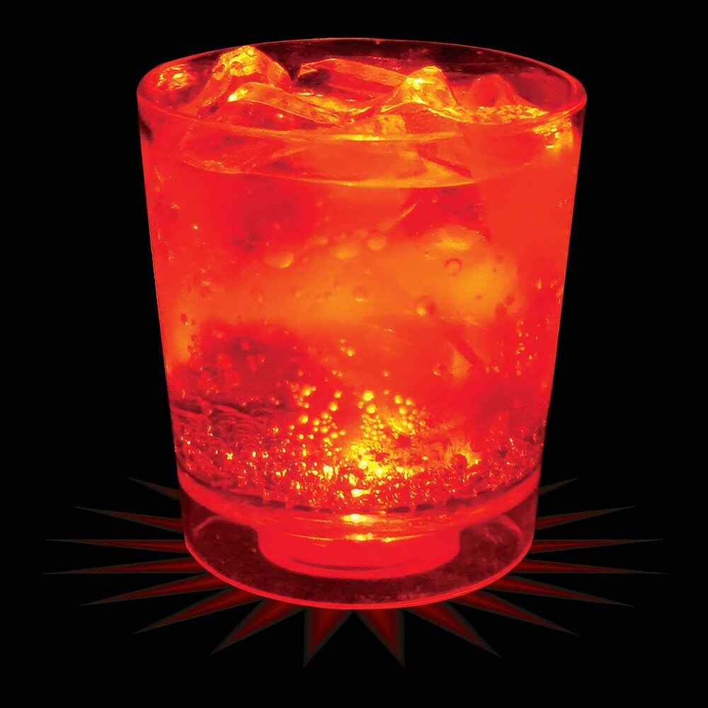6 oz. Customizable Plastic Rocks Cup with Red LED Light - 100/Case