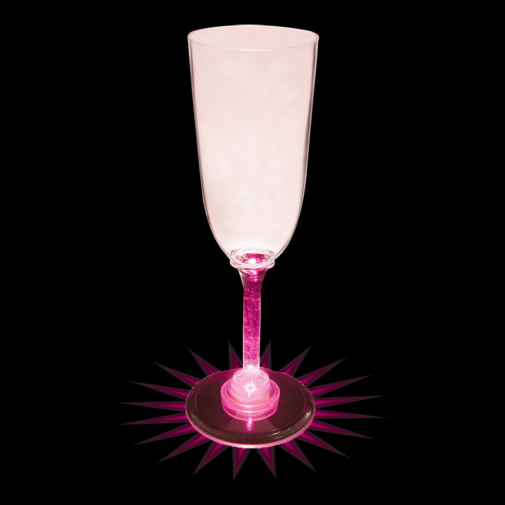 7 oz. Customizable Plastic Champagne Cup with Pink LED Light - 48/Case