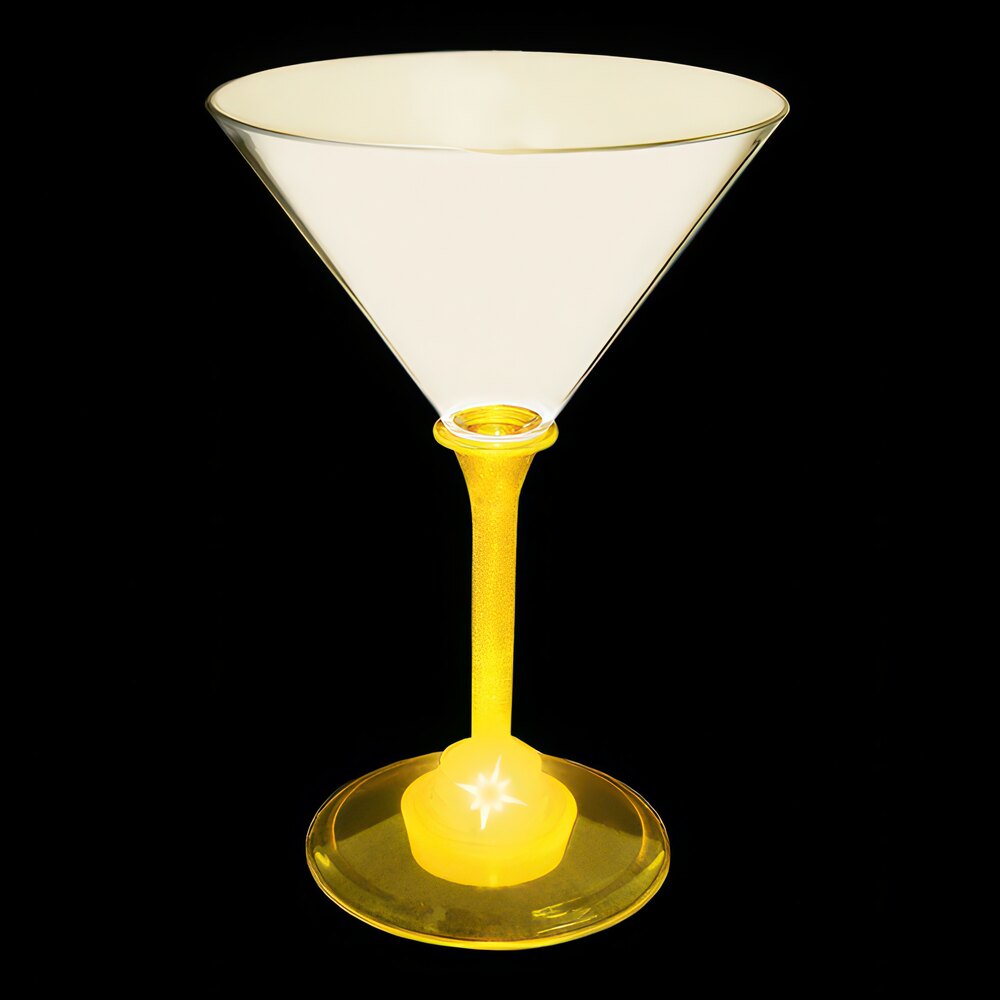 7 oz. Customizable Plastic Martini Cup with Yellow LED Light - 48/Case