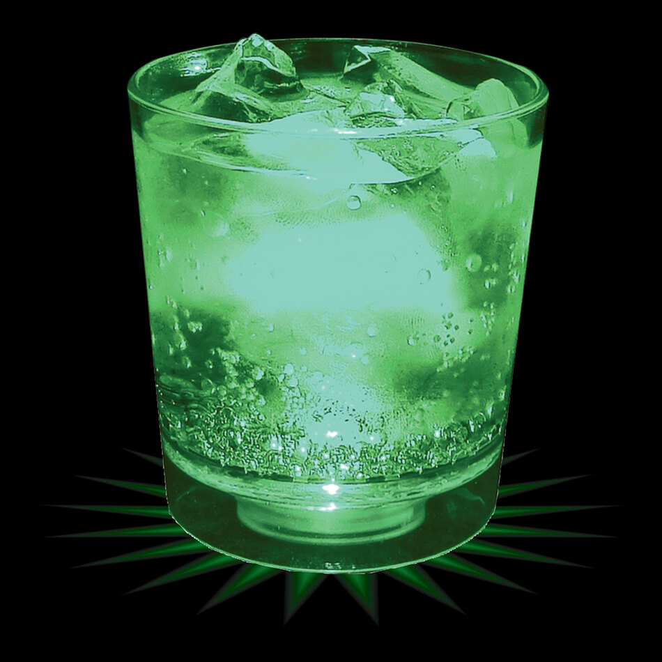 6 oz. Customizable Plastic Rocks Cup with Green LED Light - 100/Case