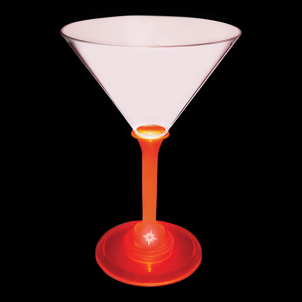 7 oz. Customizable Plastic Martini Cup with Red LED Light - 48/Case