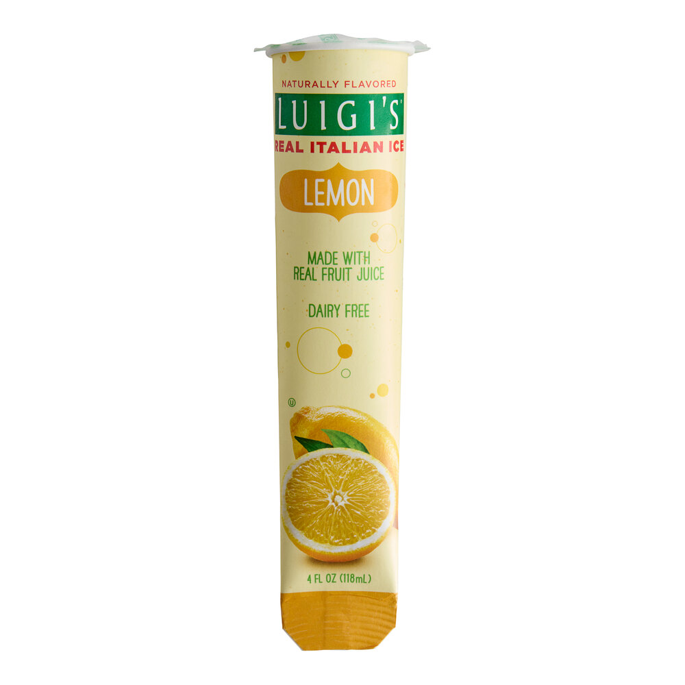 Luigi's Lemon Italian Ice Tube 4 fl. oz. - 24/Case