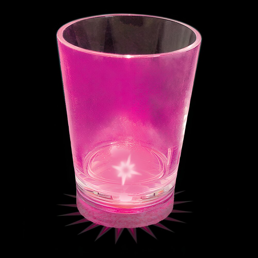 1.25 oz. Customizable Plastic Shot Cup with Pink LED Light - 100/Case