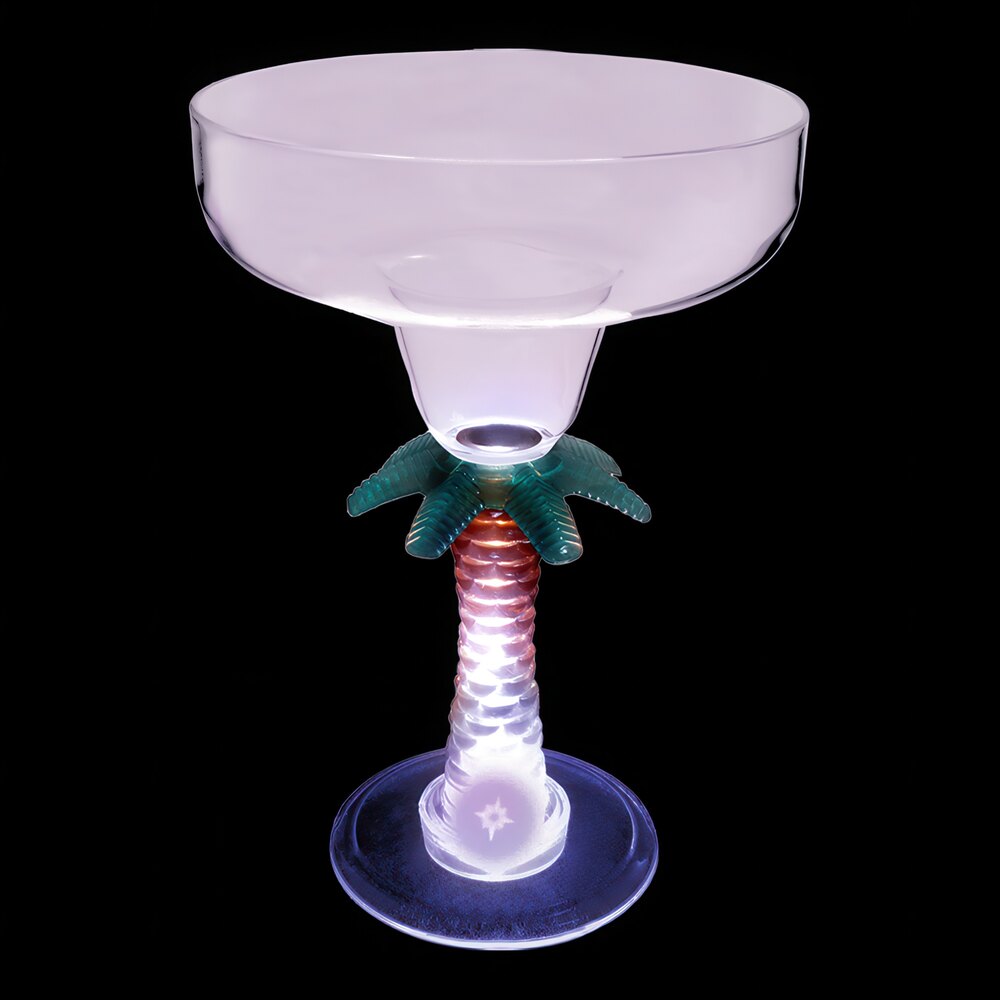 12 oz. Customizable Plastic Palm Tree Stem Margarita Cup with Purple ...