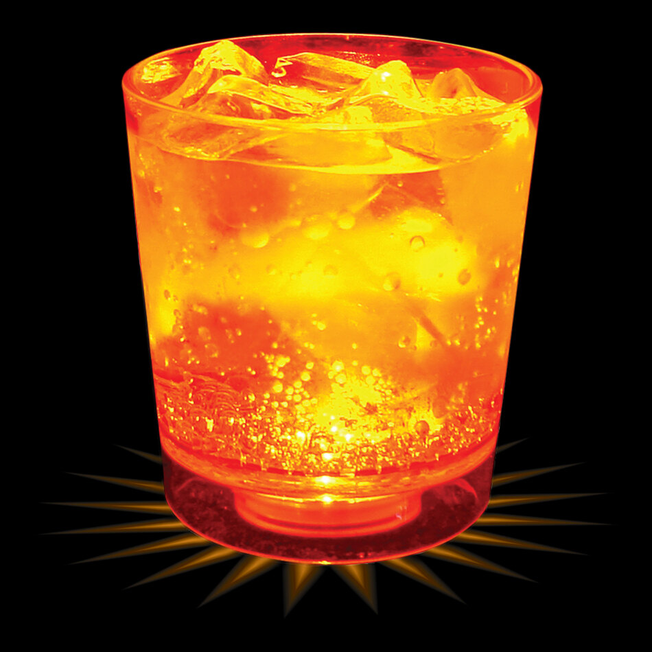 6 oz. Customizable Plastic Rocks Cup with Orange LED Light - 100/Case