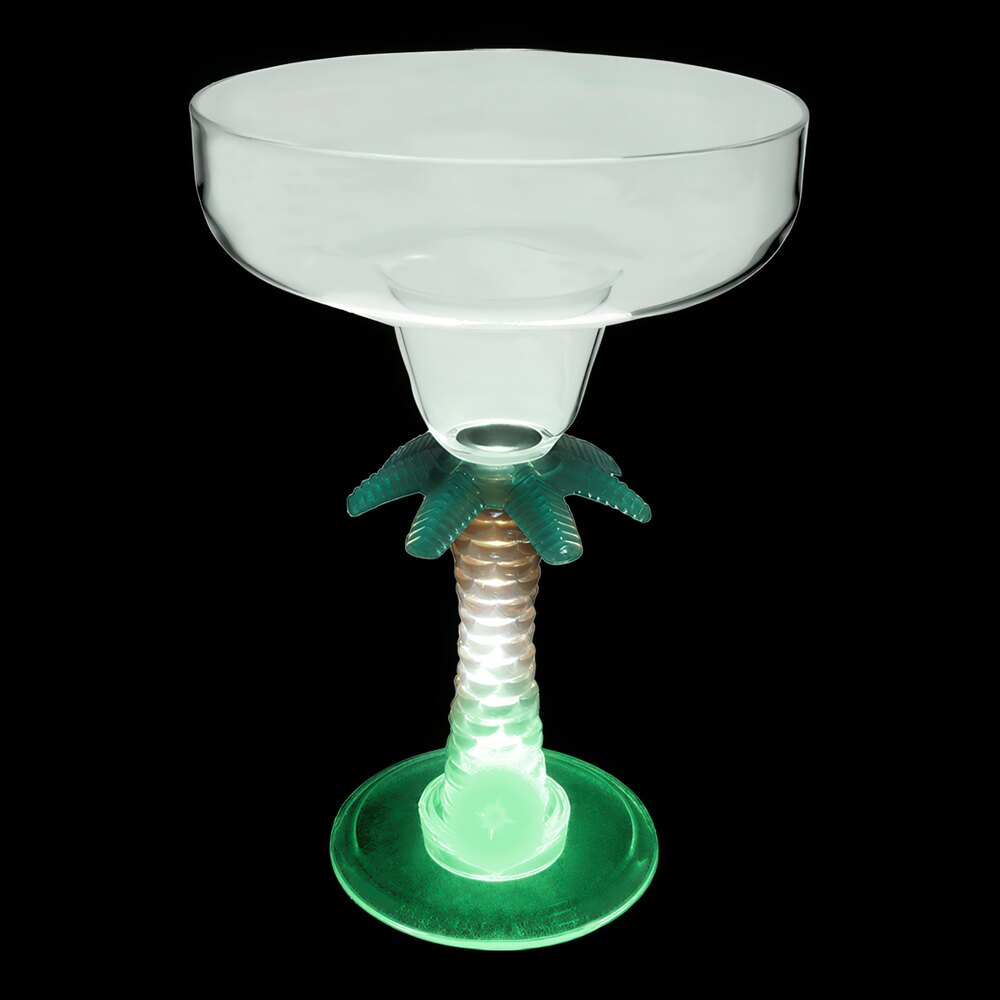 12 oz. Customizable Plastic Palm Tree Stem Margarita Cup with Green LED ...