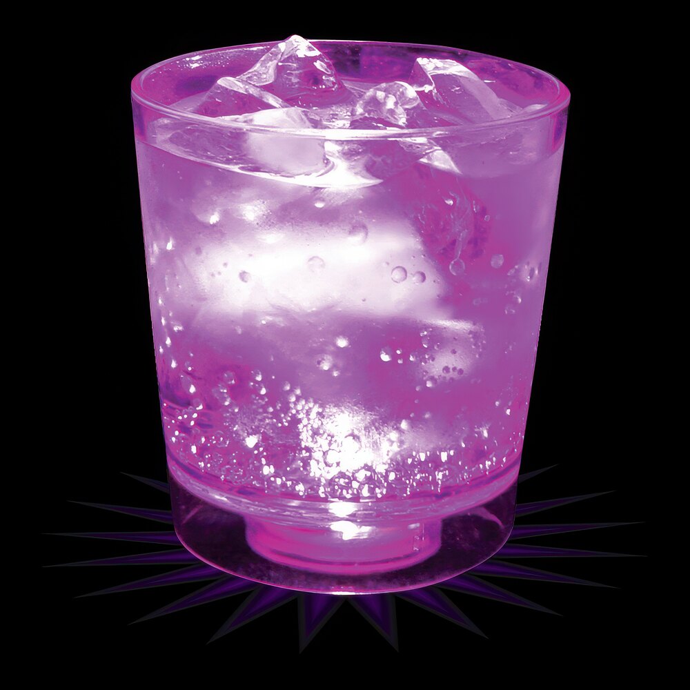 6 oz. Customizable Plastic Rocks Cup with Purple LED Light - 100/Case