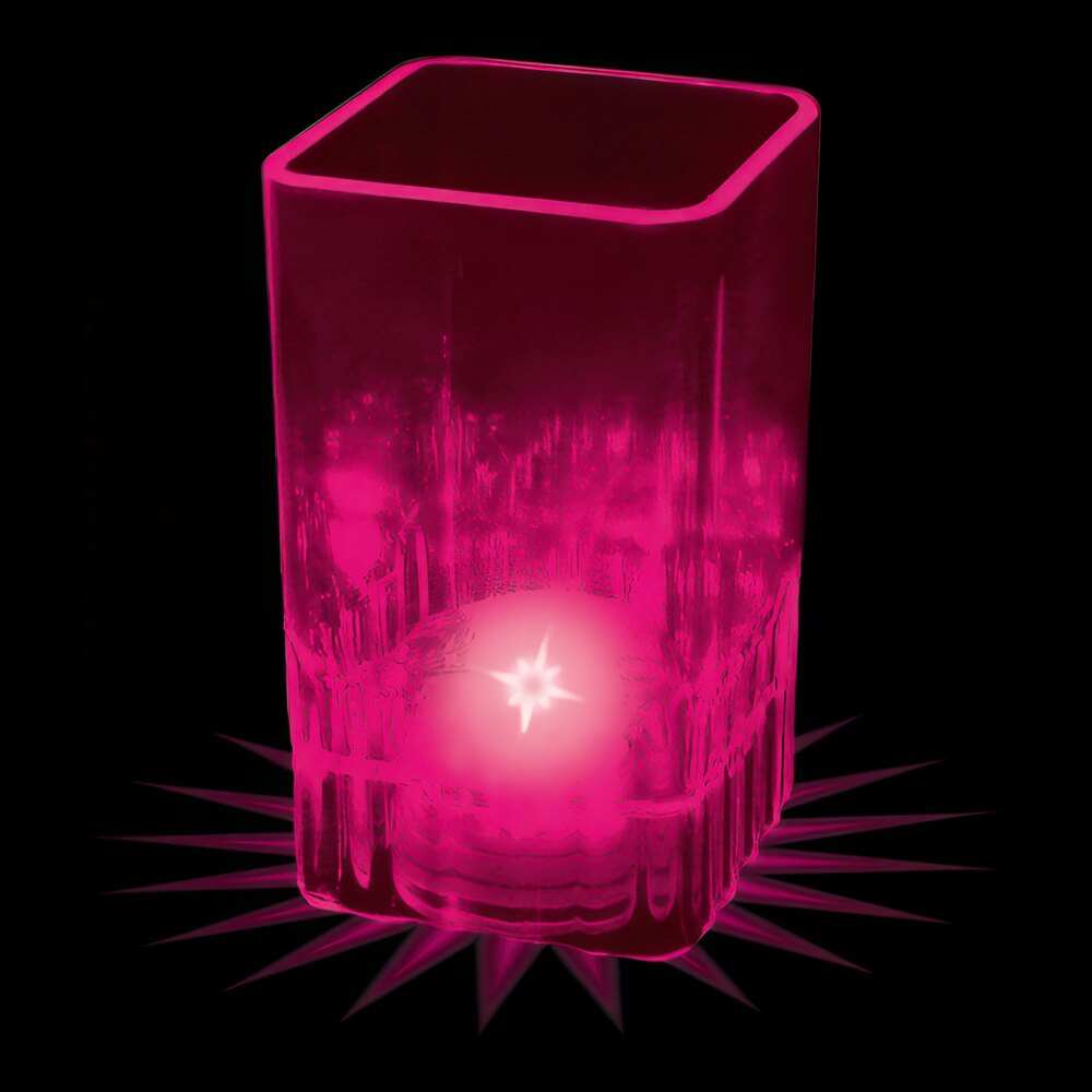 2 oz. Customizable Plastic Square Shot Cup with Pink LED Light - 100/Case