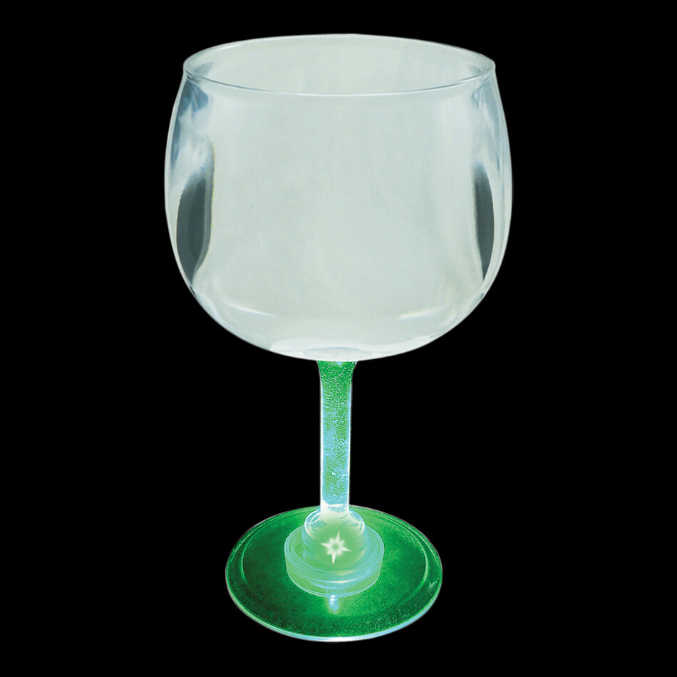 12 oz. Customizable Plastic Goblet with Green LED Light - 24/Case
