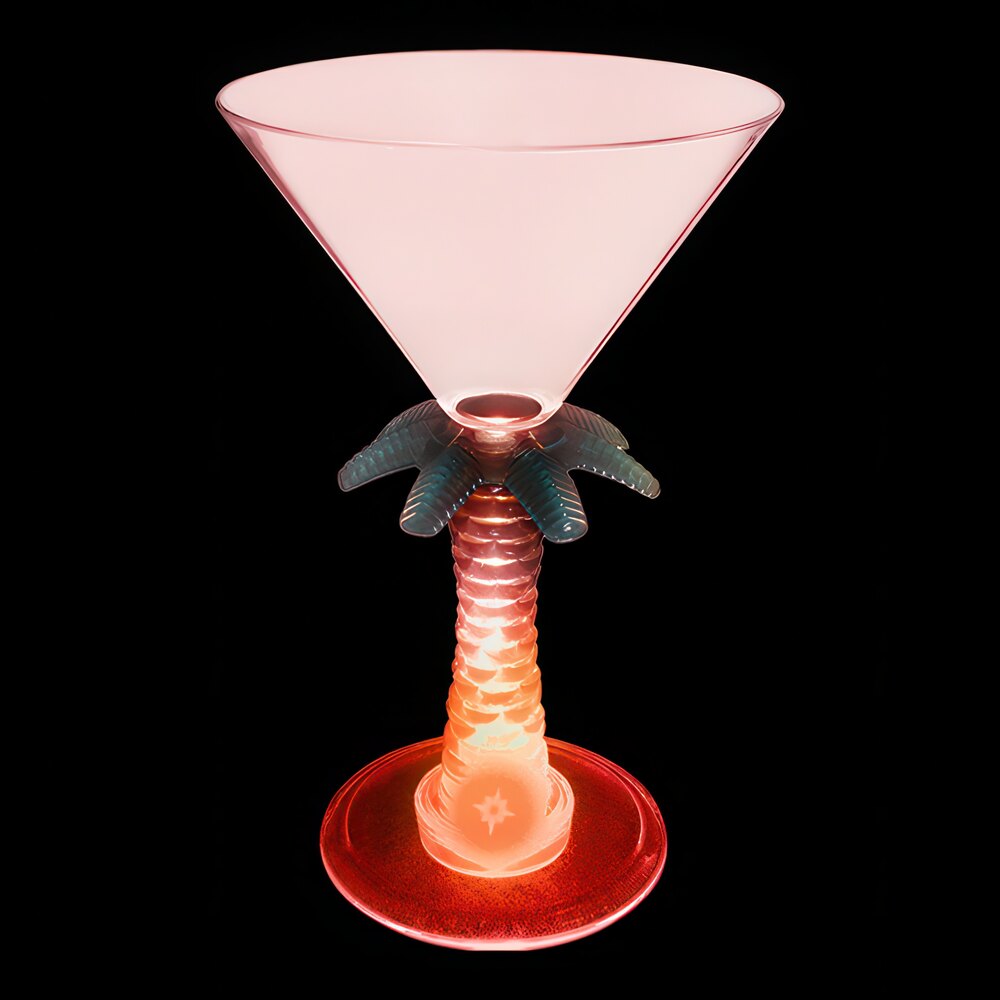 7 oz. Customizable Plastic Palm Tree Stem Martini Cup with Red LED ...