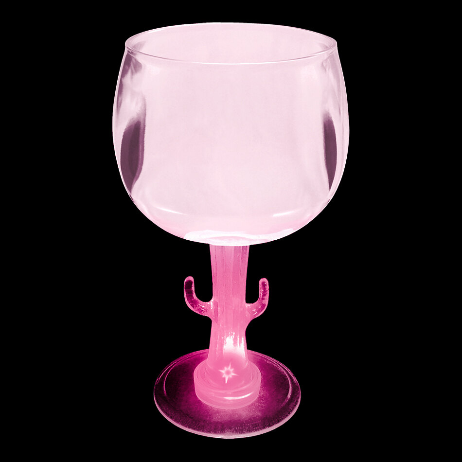 12 oz. Customizable Plastic Cactus Stem Goblet with Pink LED Light - 24 ...