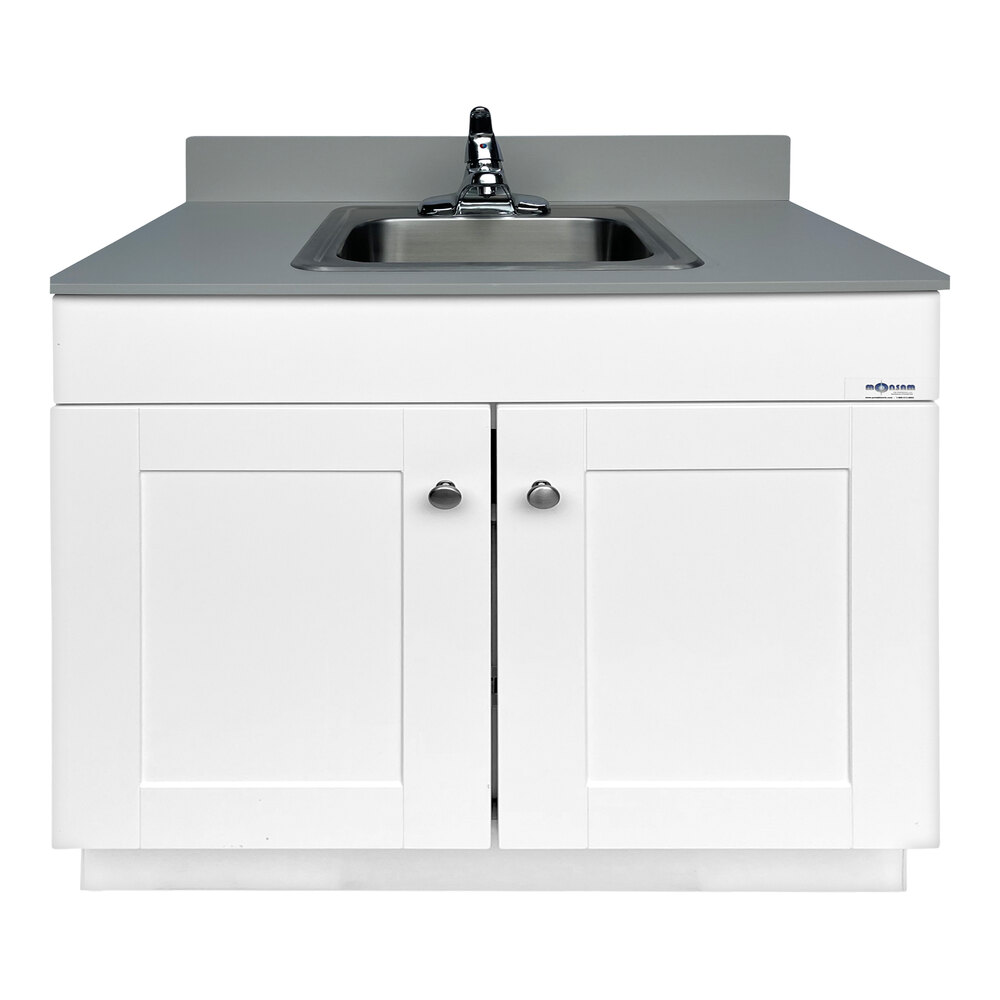 Monsam PSW-007M Single Basin Portable Self-Contained Sink with White ...
