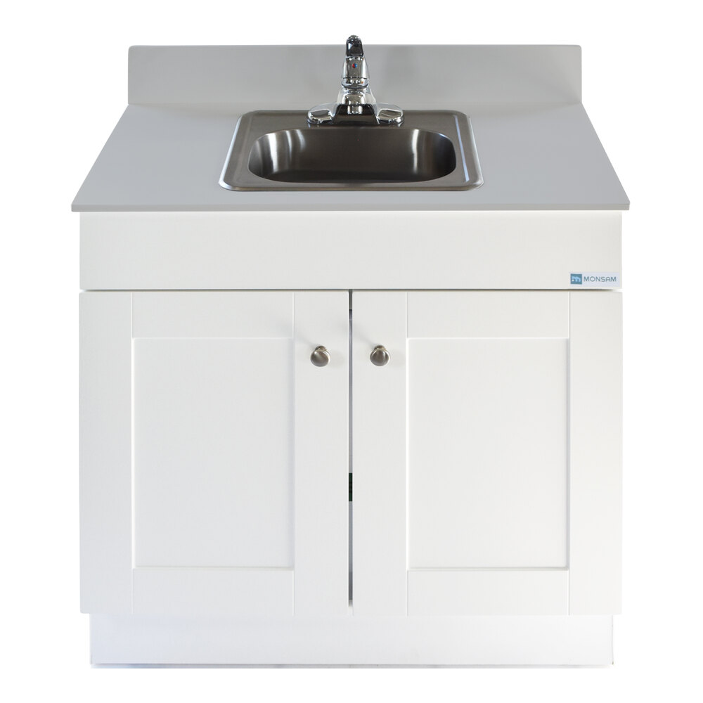 Monsam PSW-007M Single Basin Portable Self-Contained Sink with White ...