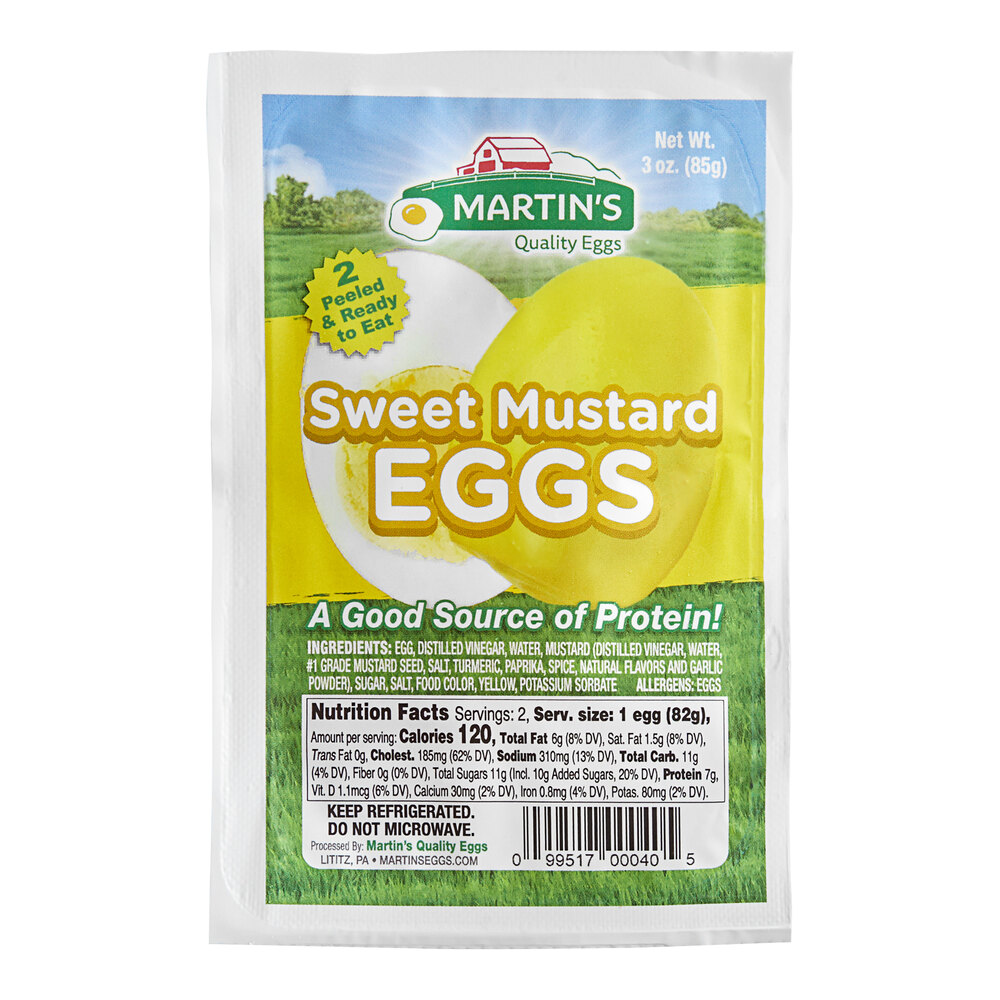 Martin's Quality Eggs PA Dutch Pickled Mustard Hard Cooked Eggs - 28/Case