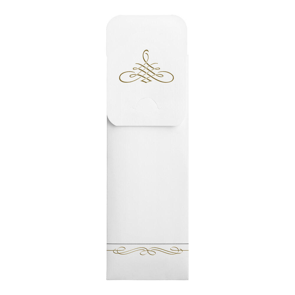 Dinex White Paper Cutlery Caddy with Napkin - 600/Case
