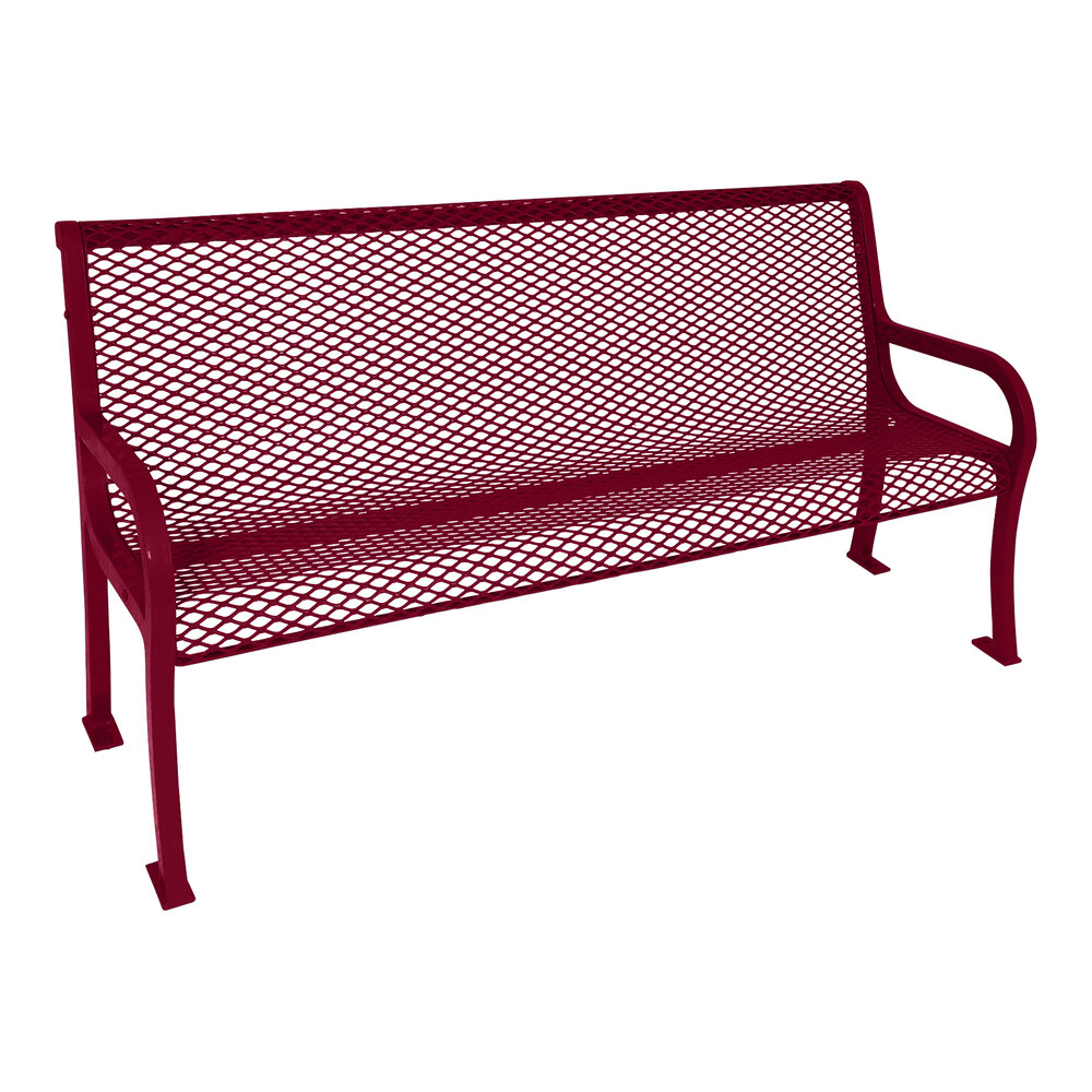 Ultra Site Lexington 6' Burgundy Diamond Bench with Backrest 75" x 26 7 ...