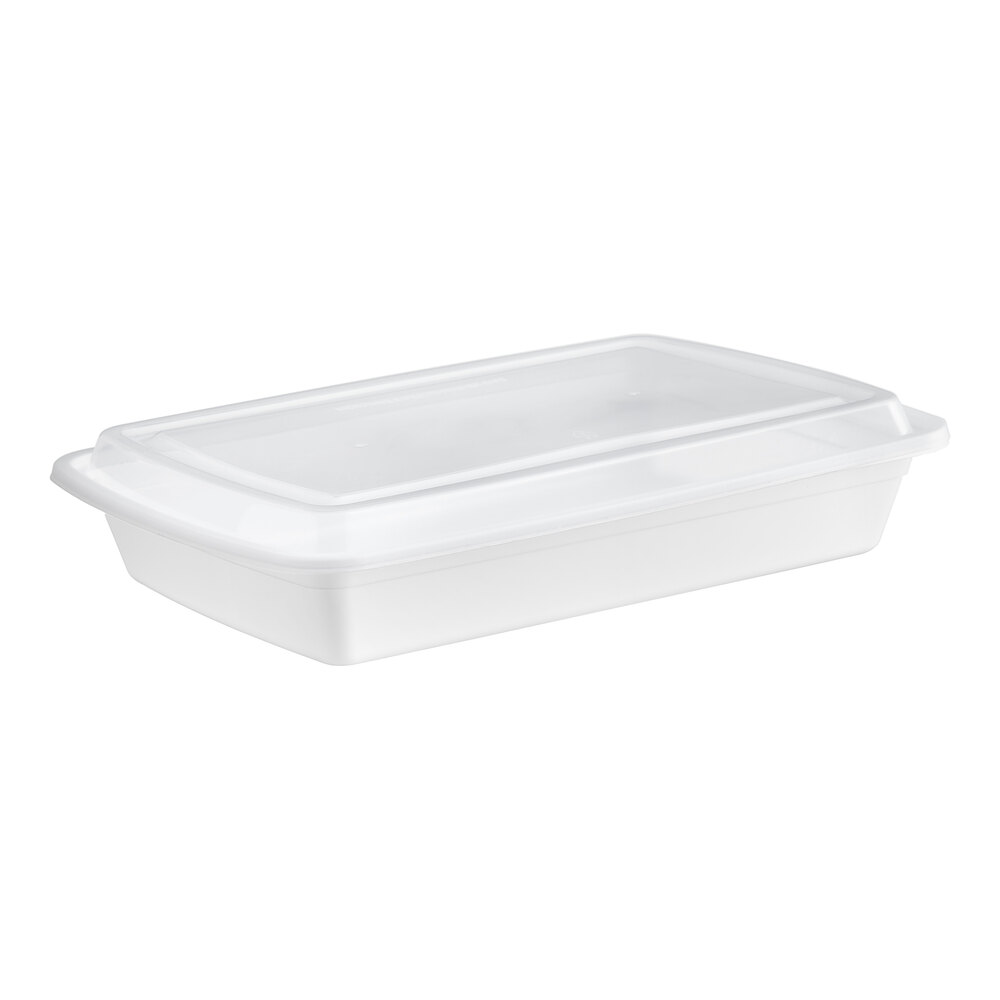 Choice 58 oz. White Rectangular Microwavable Heavy Weight Container ...