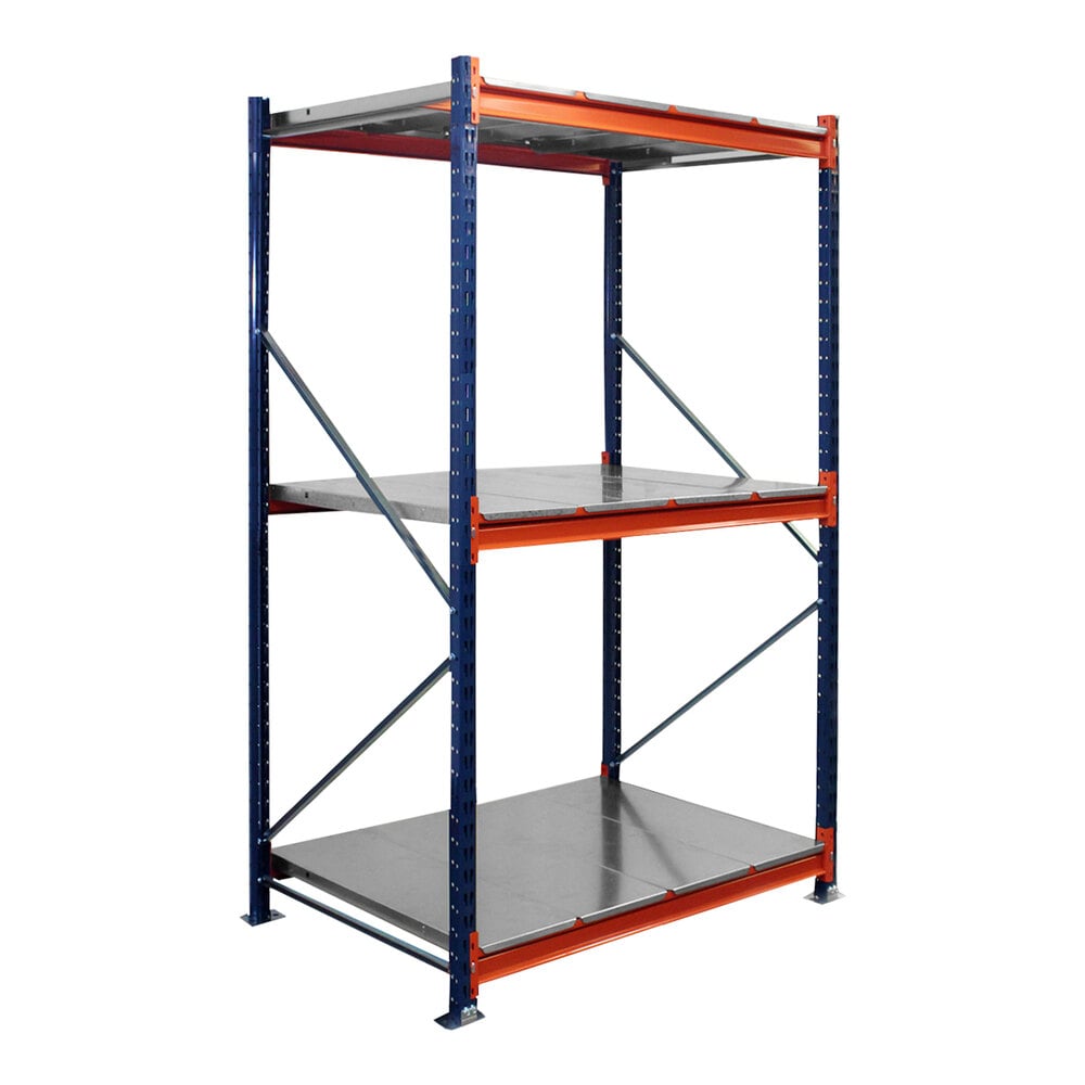 Interlake Mecalux 84" x 24" x 96" Blue / Orange Bulk Rack Starter with ...