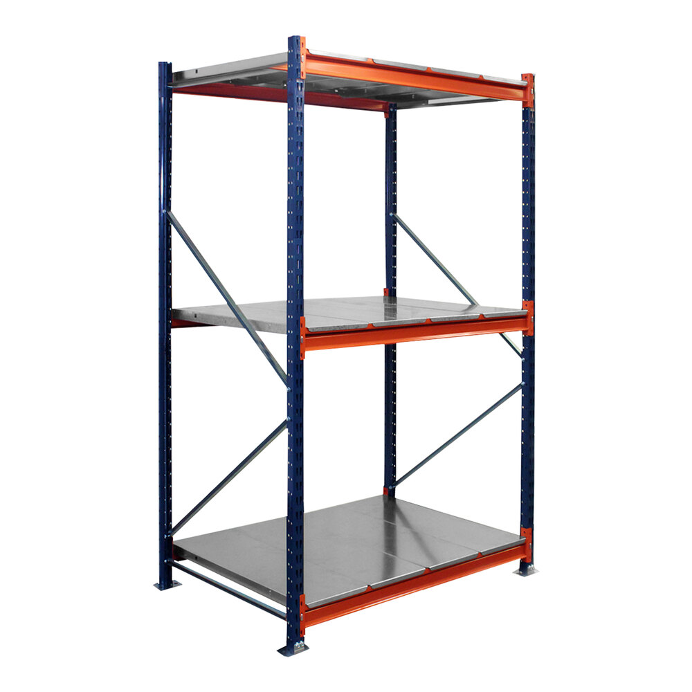 Interlake Mecalux 96" x 36" x 96" Blue / Orange Bulk Rack Starter with ...