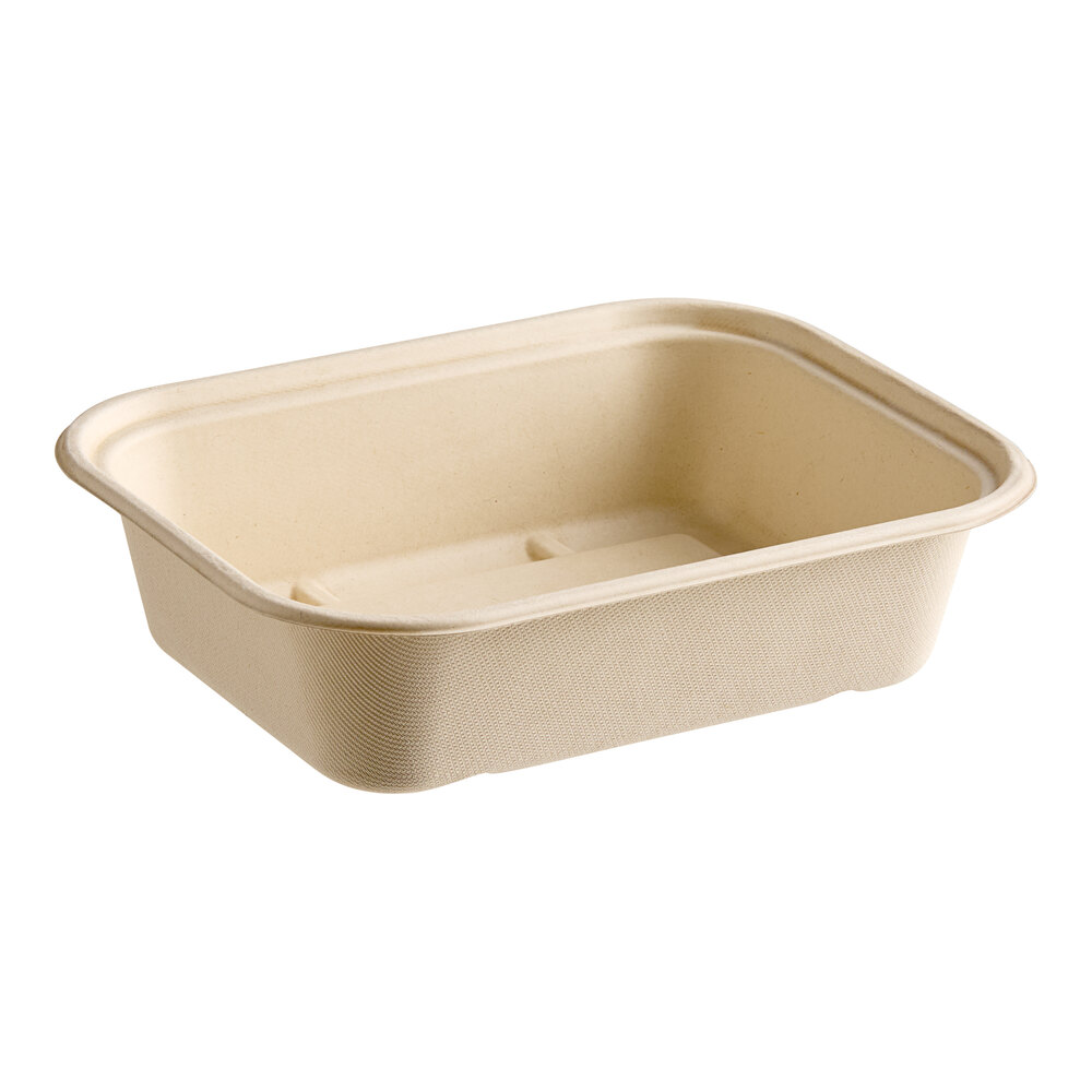 World Centric 60 oz. Compostable Fiber Container with Leaf Plus - 400/Case