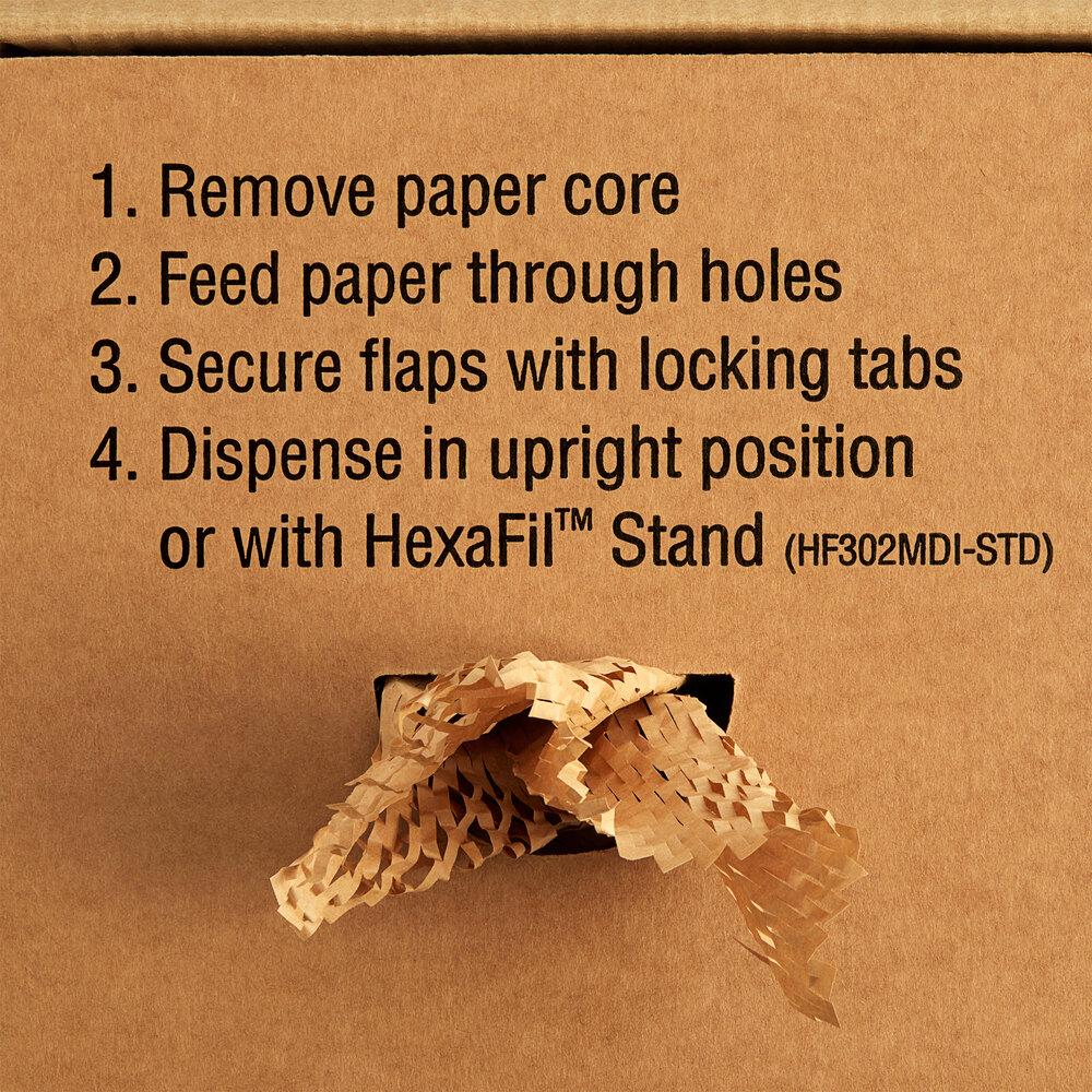 HexaFil 12" x 1800' Expanding Void Fill Paper Dispenser Box HF300FNB