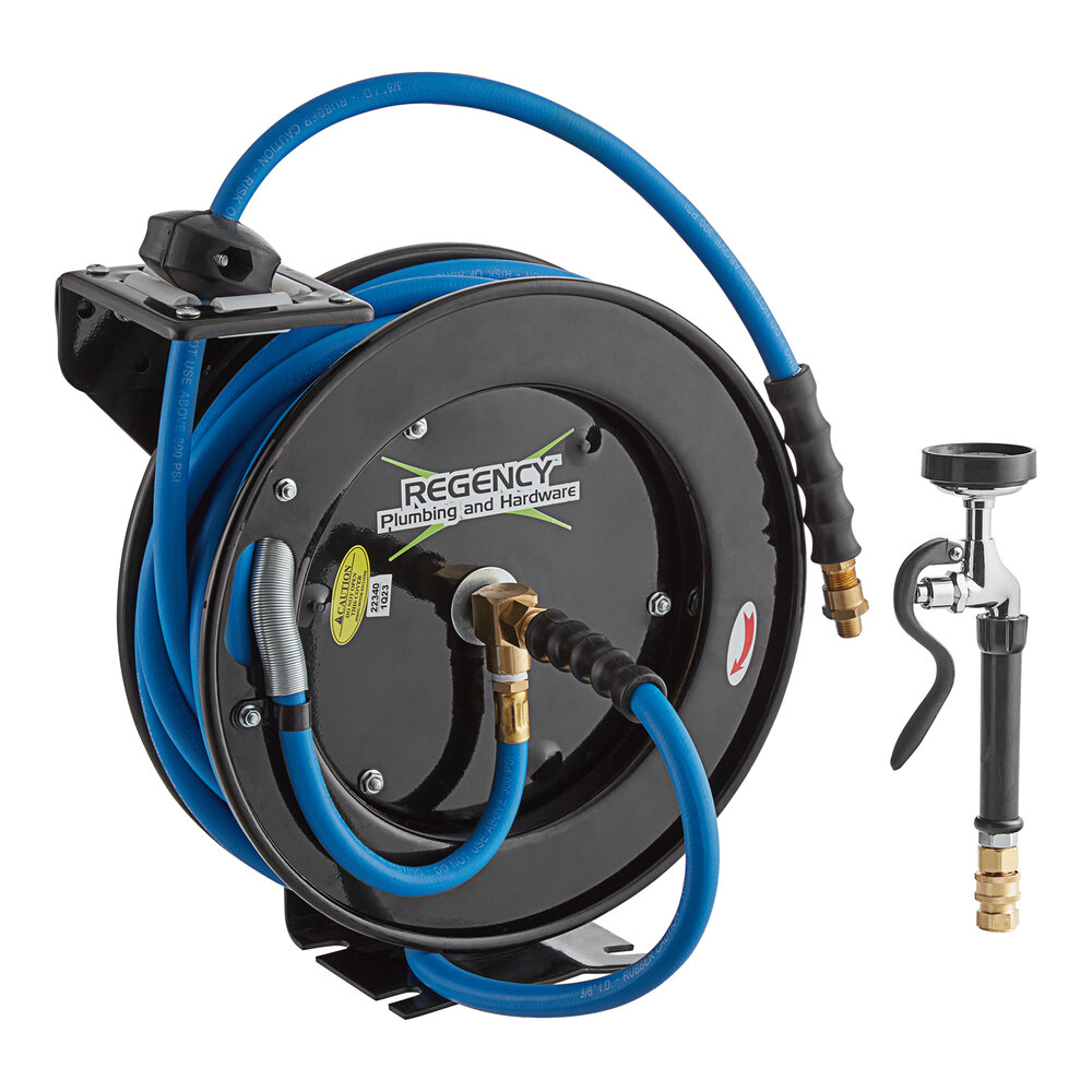 Regency Open Powder-Coated Steel Hose Reel with 35' x 3/8" Hose and ...
