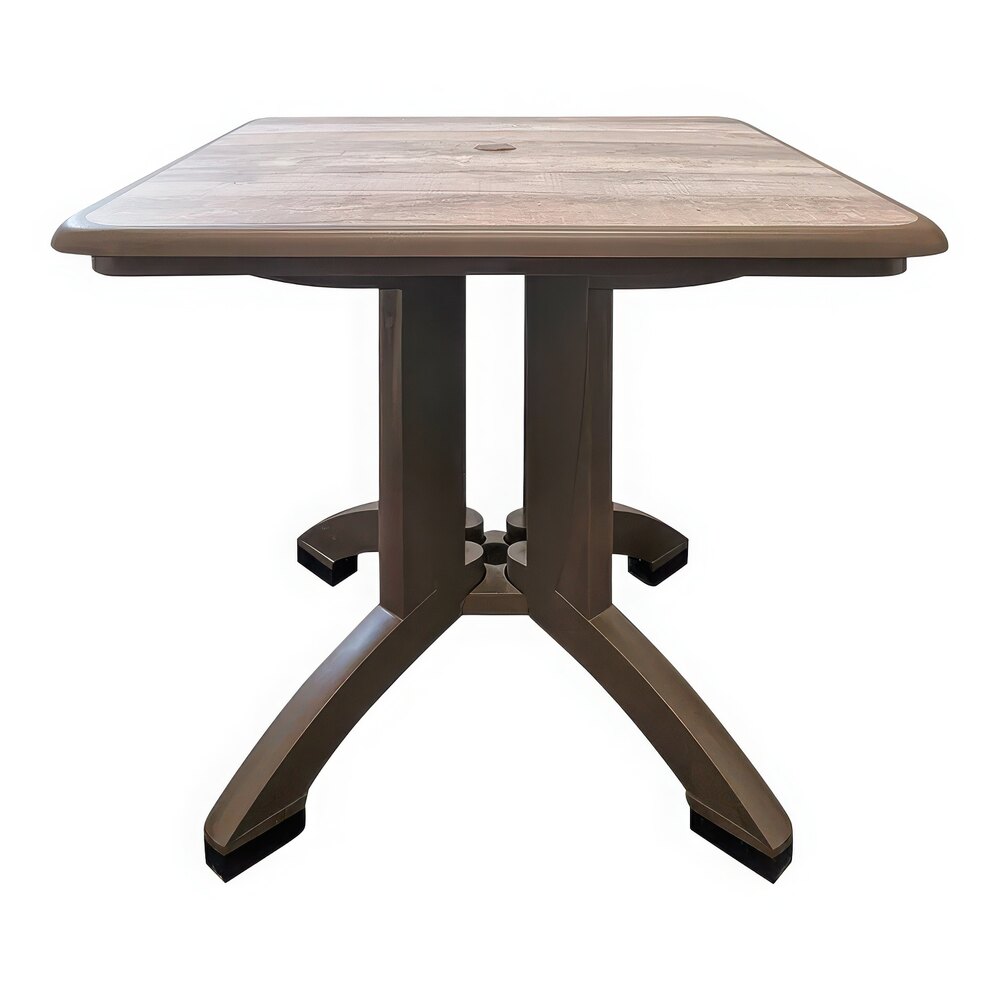 Grosfillex Aquaba 32" x 32" Square Ranch Resin Table with Bronze Legs