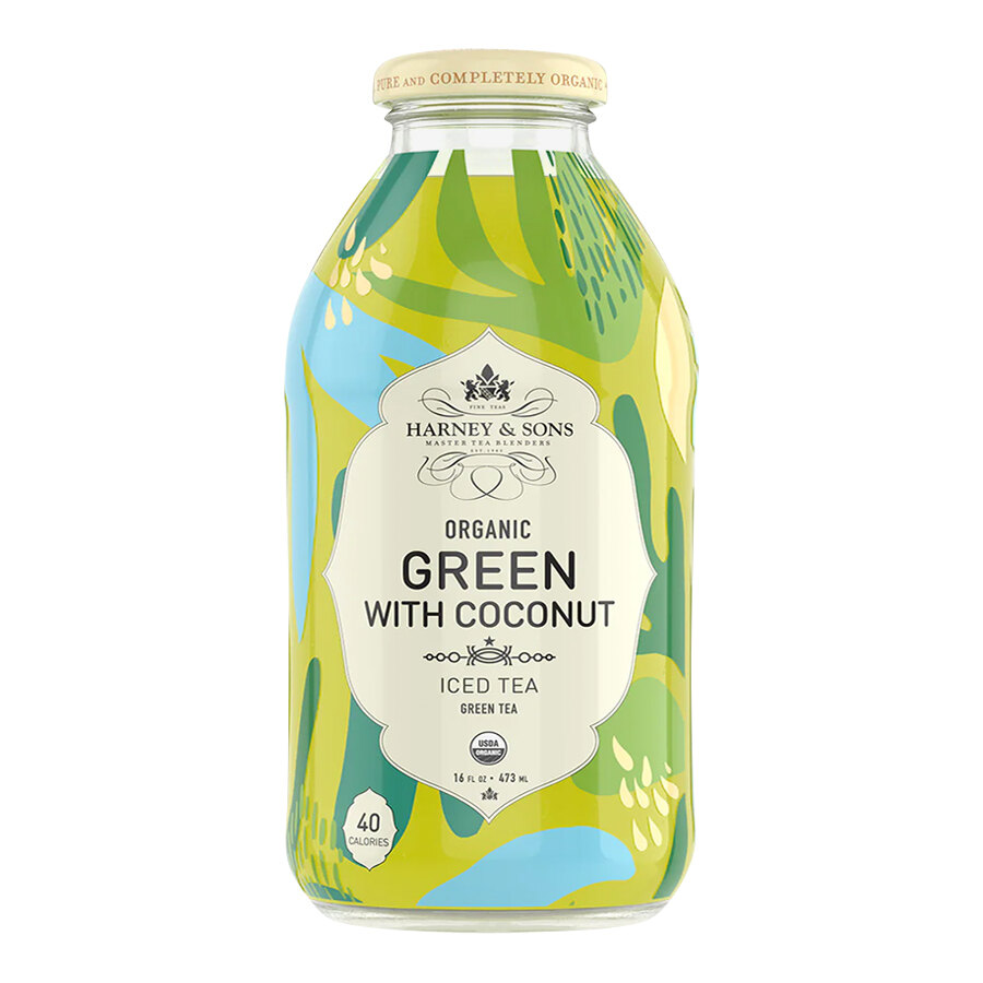 Harney & Sons Organic Green with Coconut Iced Tea 16 fl. oz. - 12/Case