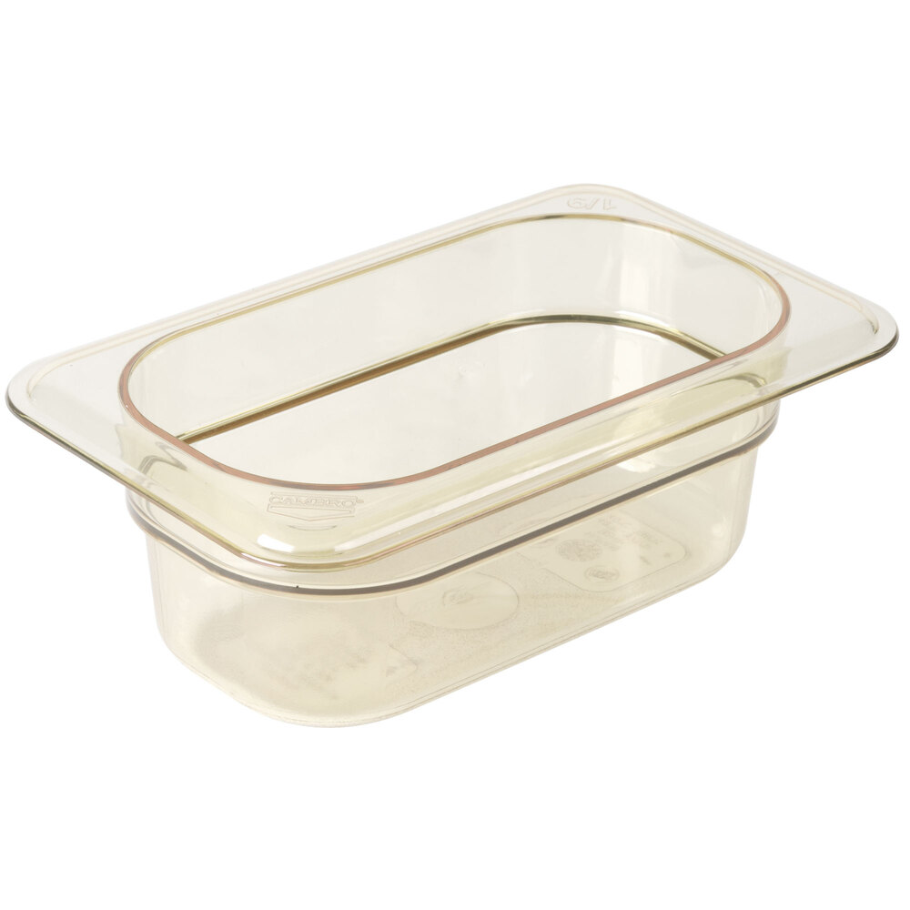 Cambro 92HP150 H-Pan™ 1/9 Size Amber High Heat Plastic Food Pan - 2 1/2 ...