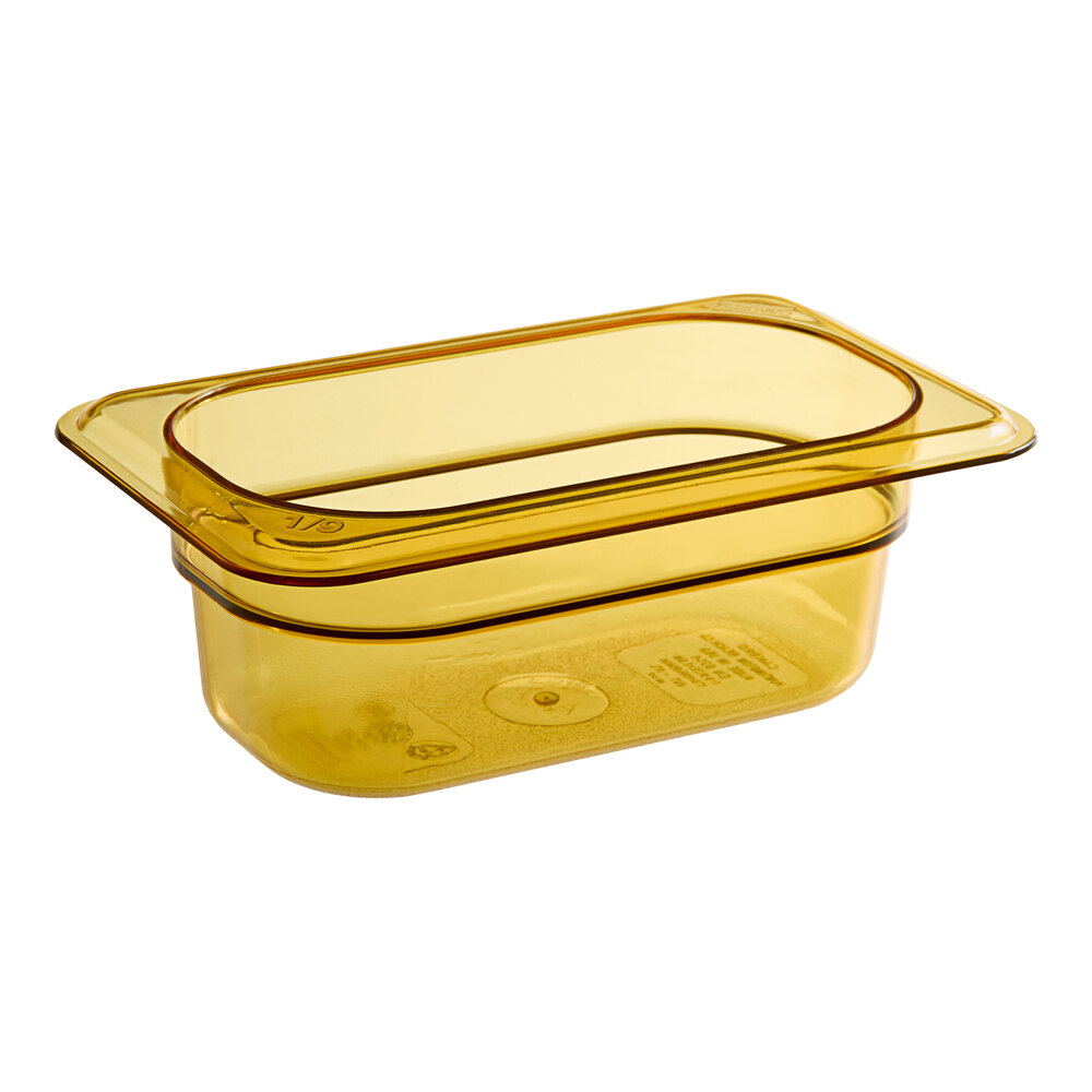 Cambro 92HP150 H-Pan™ 1/9 Size Amber High Heat Plastic Food Pan - 2 1/2 ...