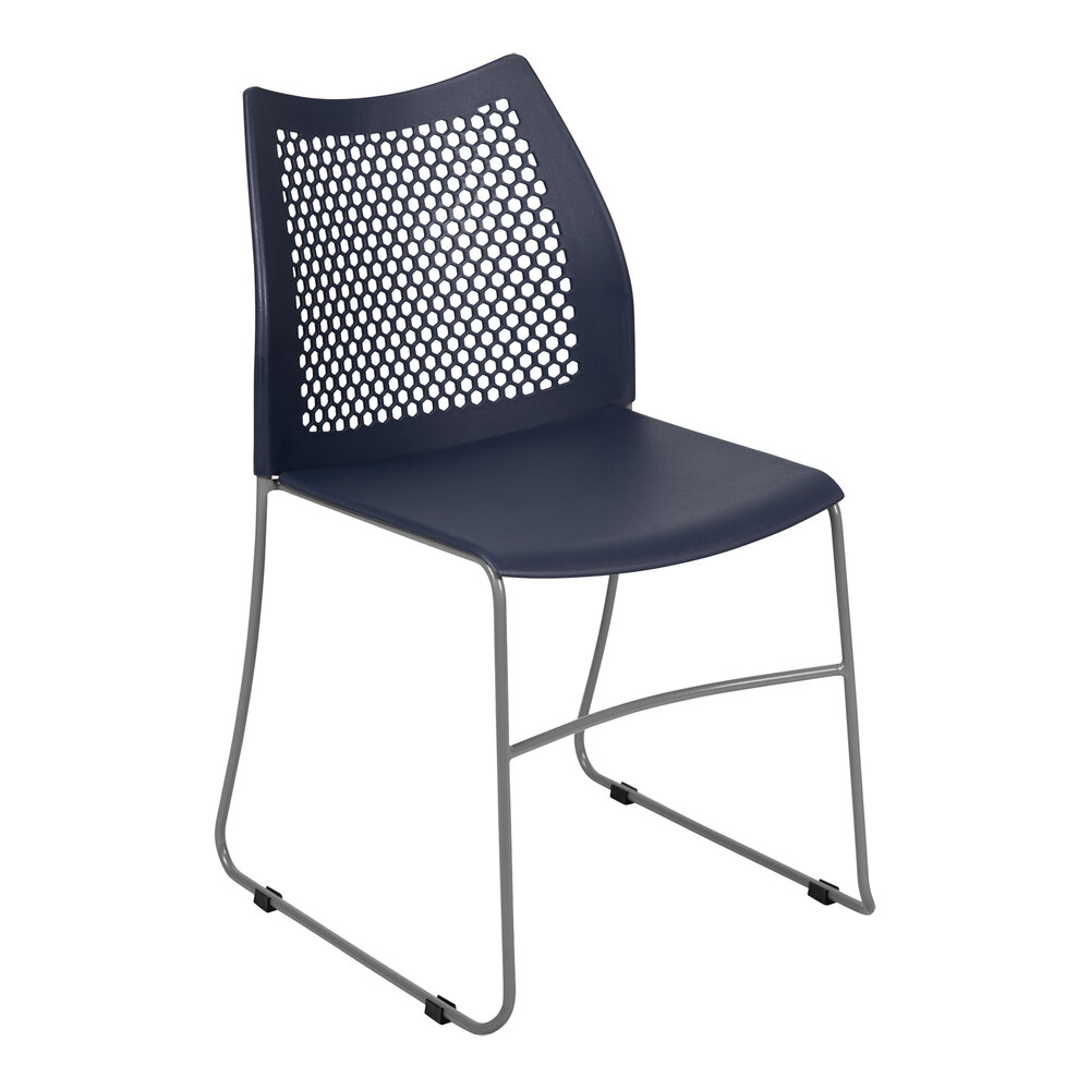 Flash Furniture Hercules Navy Ventilated Contoured Stacking Chair with ...