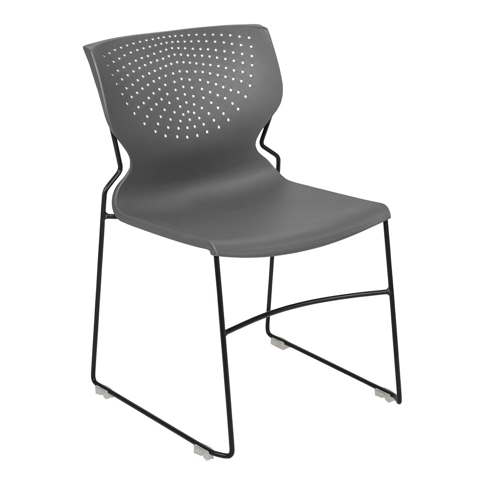Flash Furniture Hercules Gray Full-Back Ventilated Contoured Stacking ...