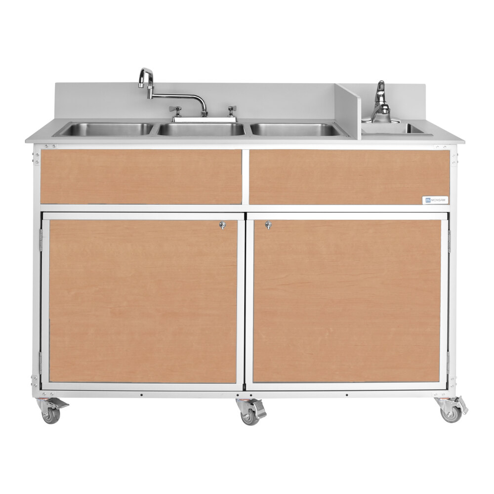 Monsam PSE-2004R-MAPLE Maple Four Deep Basin Portable Commercial Sink