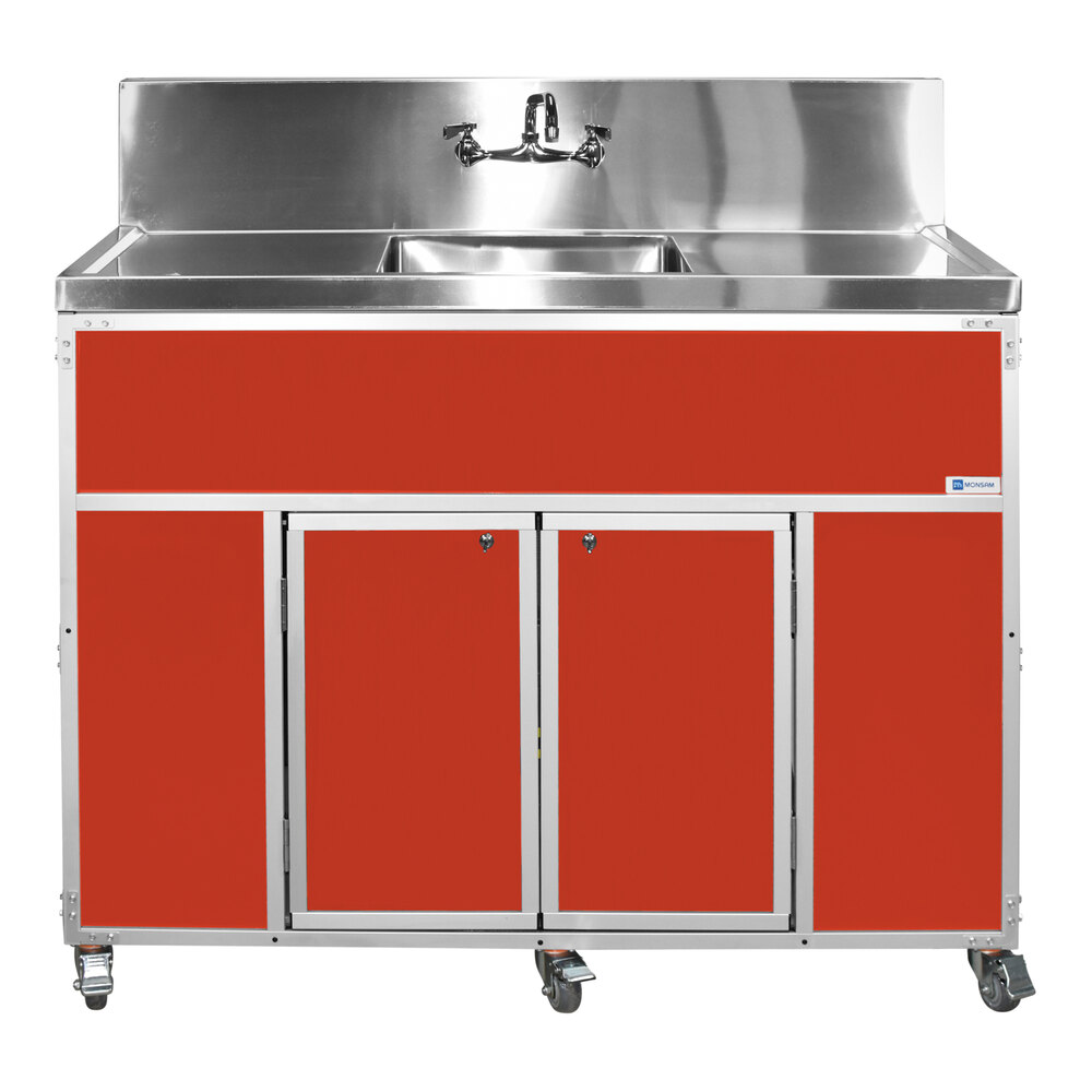 Monsam PSE-2001LA-RED Red Single Deep Basin Portable Commercial Sink ...