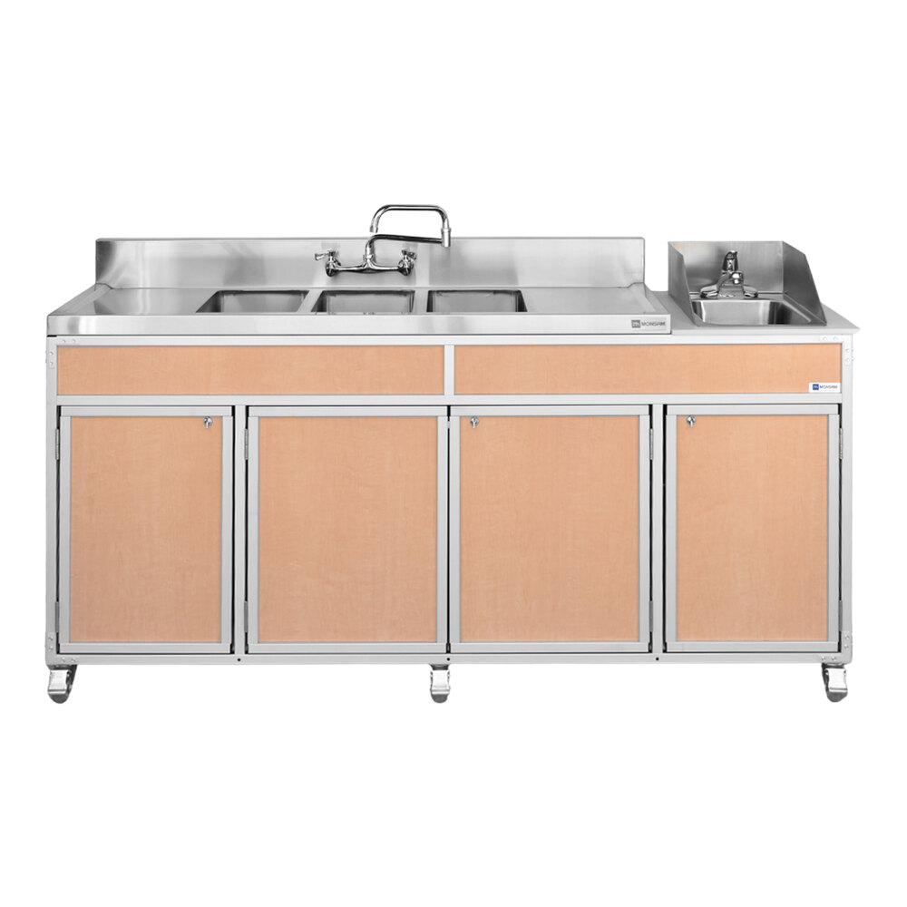 Monsam NS-004DB-MAPLE Maple Four Basin Portable Self-Contained Sink ...